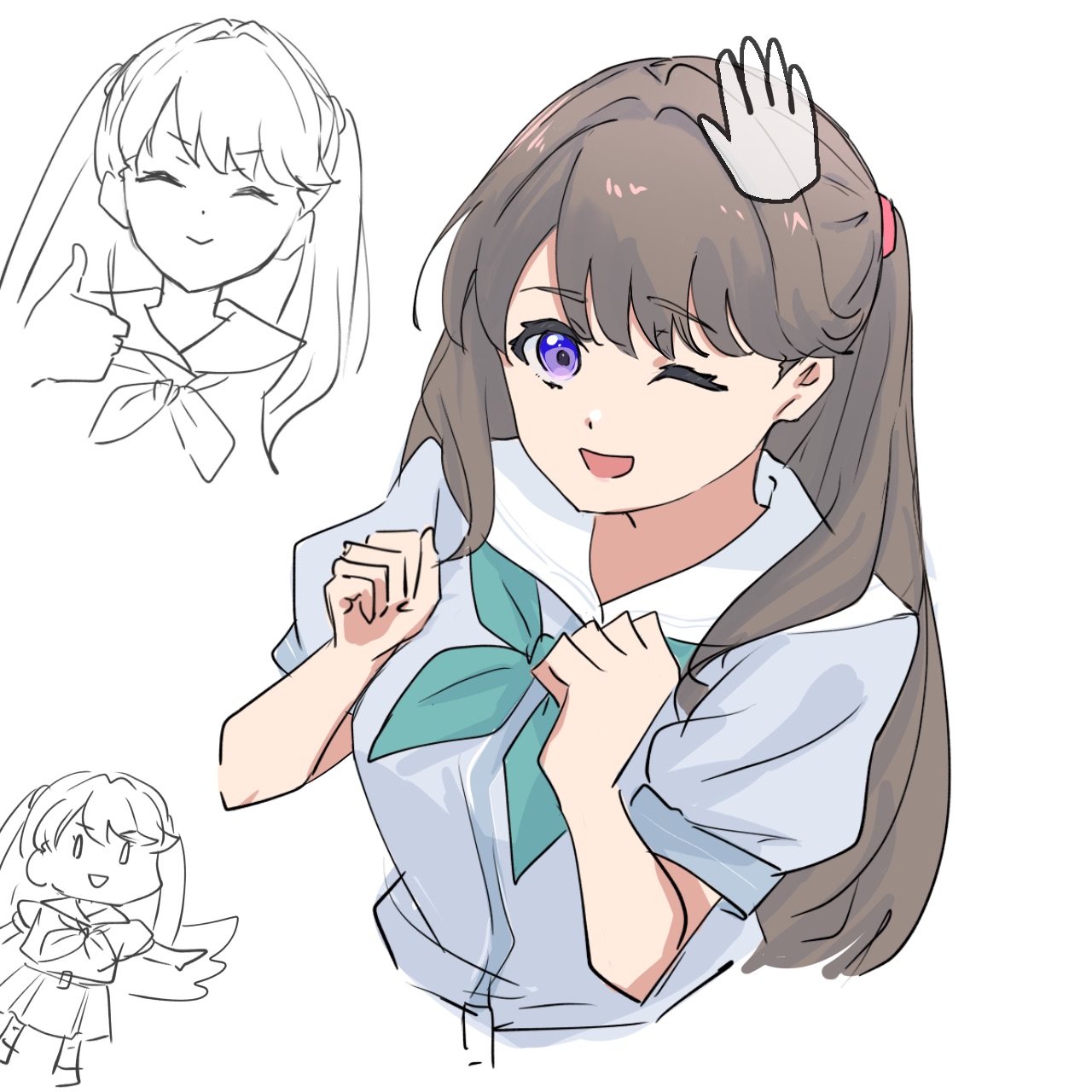 The Big ImageBoard (TBIB) - 0 0 1girl :> ;d ^ ^ aqua neckerchief blue ...