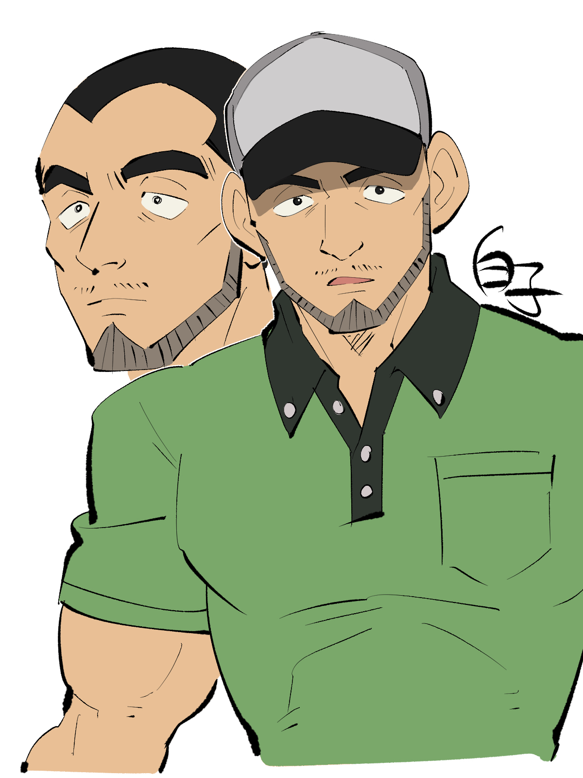 The Big ImageBoard (TBIB) - 1boy bara baseball cap beard buzz cut check copyright copyright ...