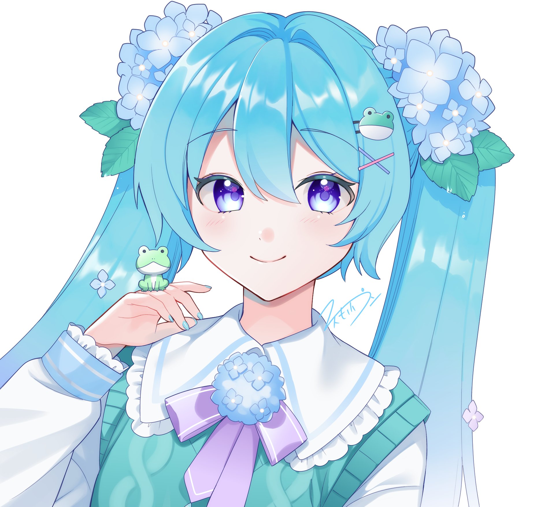 The Big ImageBoard (TBIB) - 1girl blue eyes blue hair blue nails ...