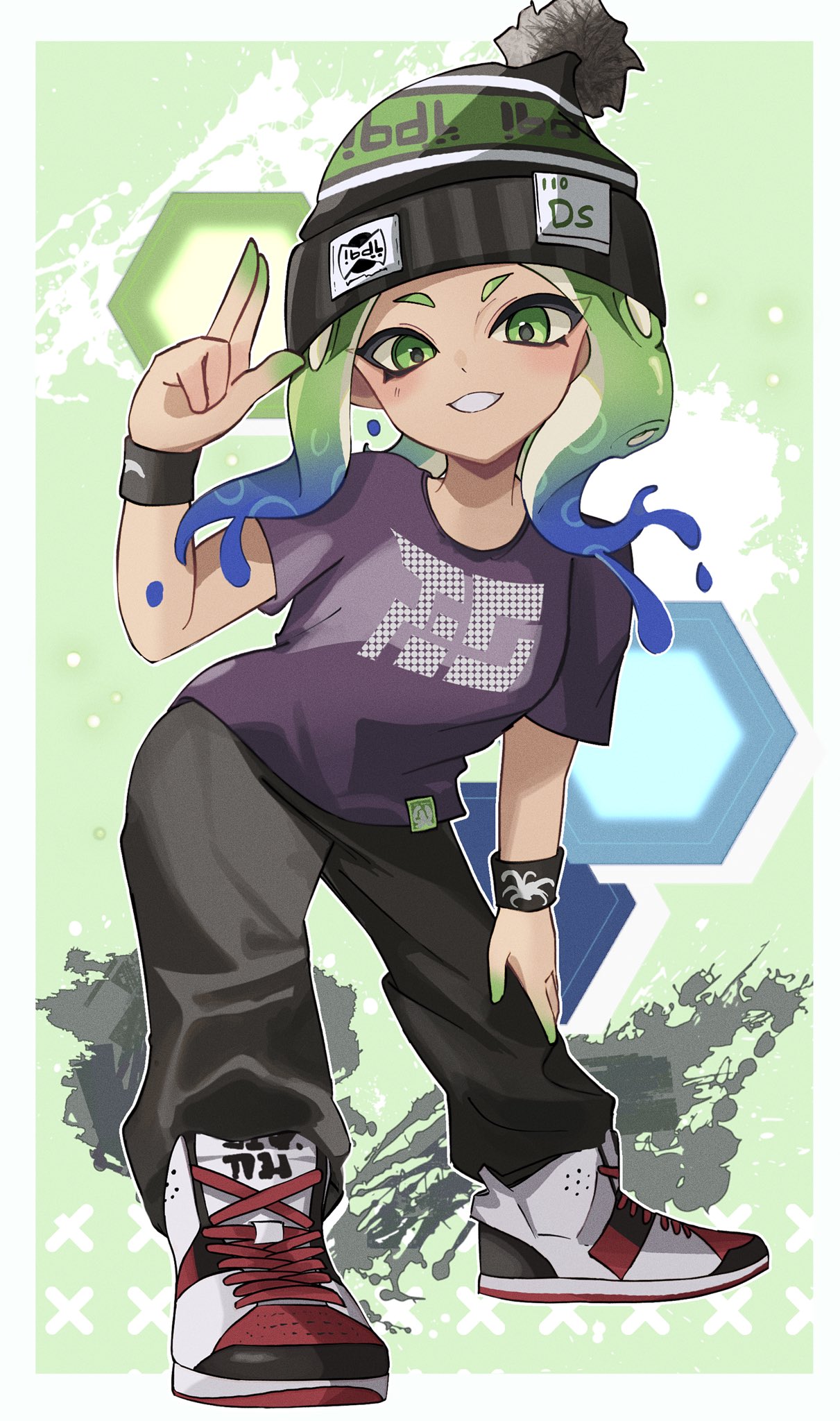 The Big ImageBoard (TBIB) - 1girl beanie black pants black wristband ...