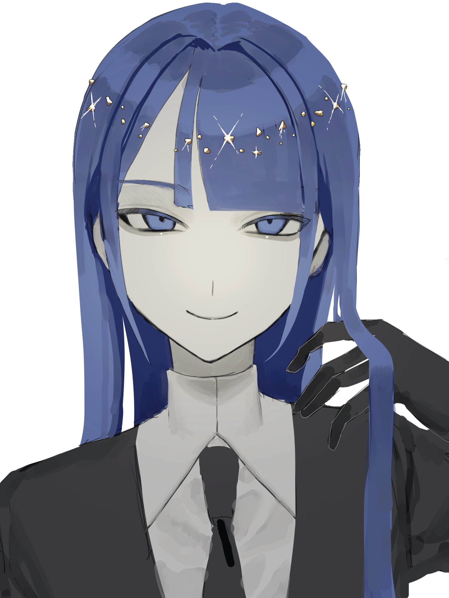 The Big ImageBoard (TBIB) - 1other black gloves black jacket black necktie blue eyes blue hair ...