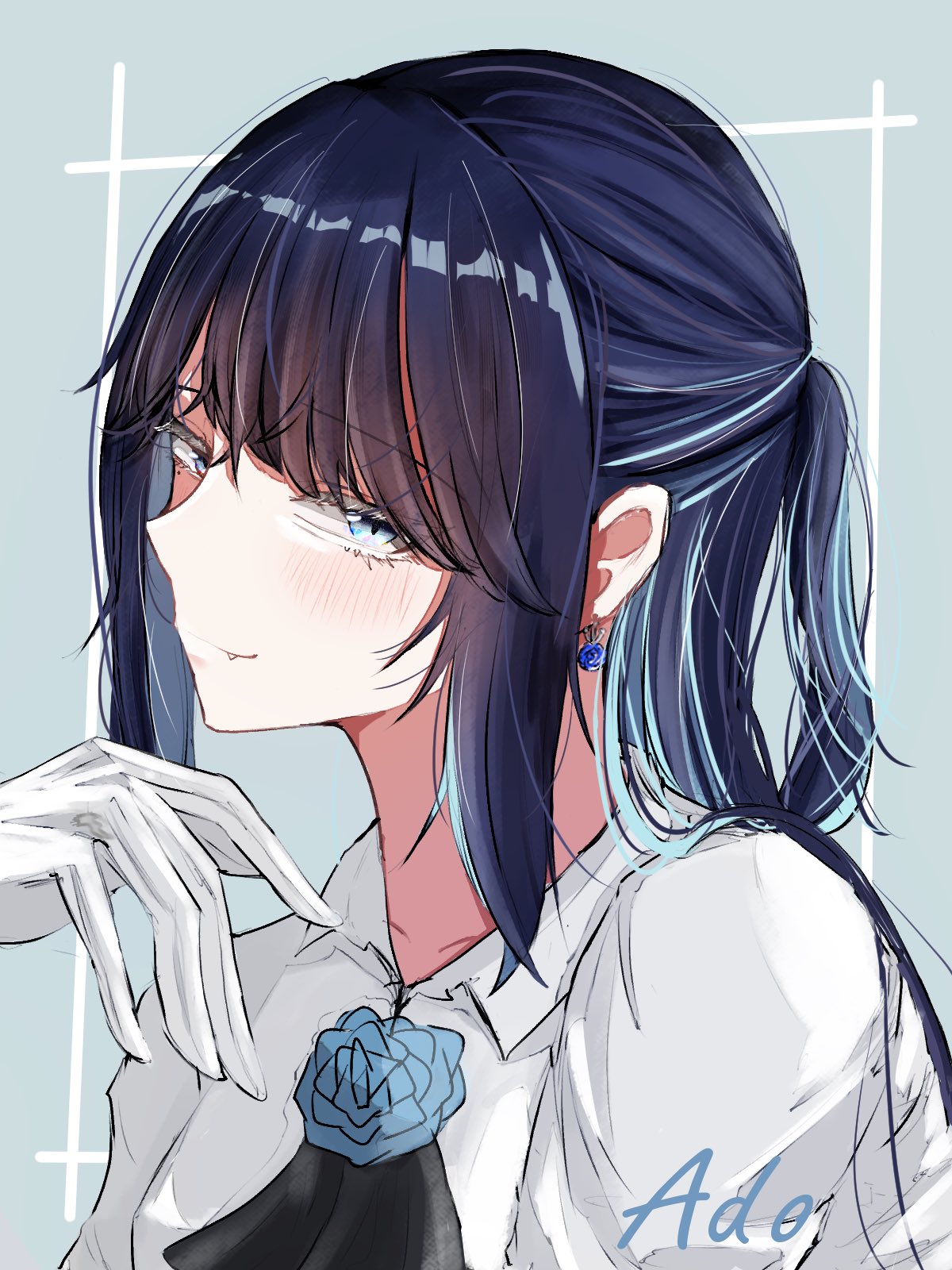 The Big ImageBoard (TBIB) - 1girl ado (utaite) blue background blue eyes blue flower blue hair ...