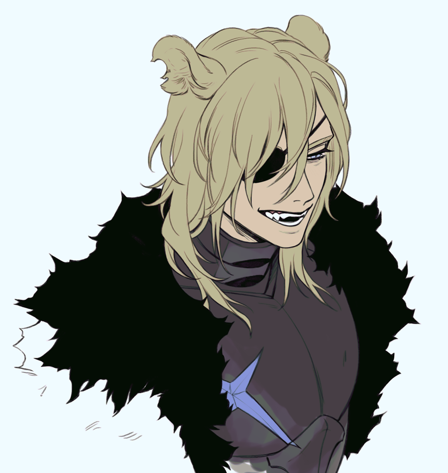 The Big ImageBoard (TBIB) - 1boy animal ears armor bags under eyes black armor black fur blonde ...