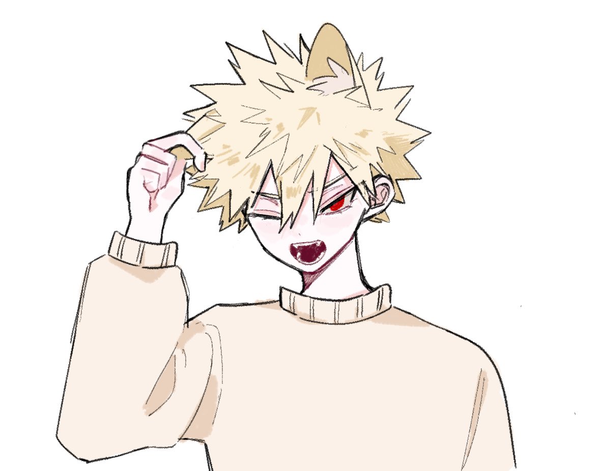 The Big ImageBoard (TBIB) - 1boy animal ear fluff animal ears arm up ...