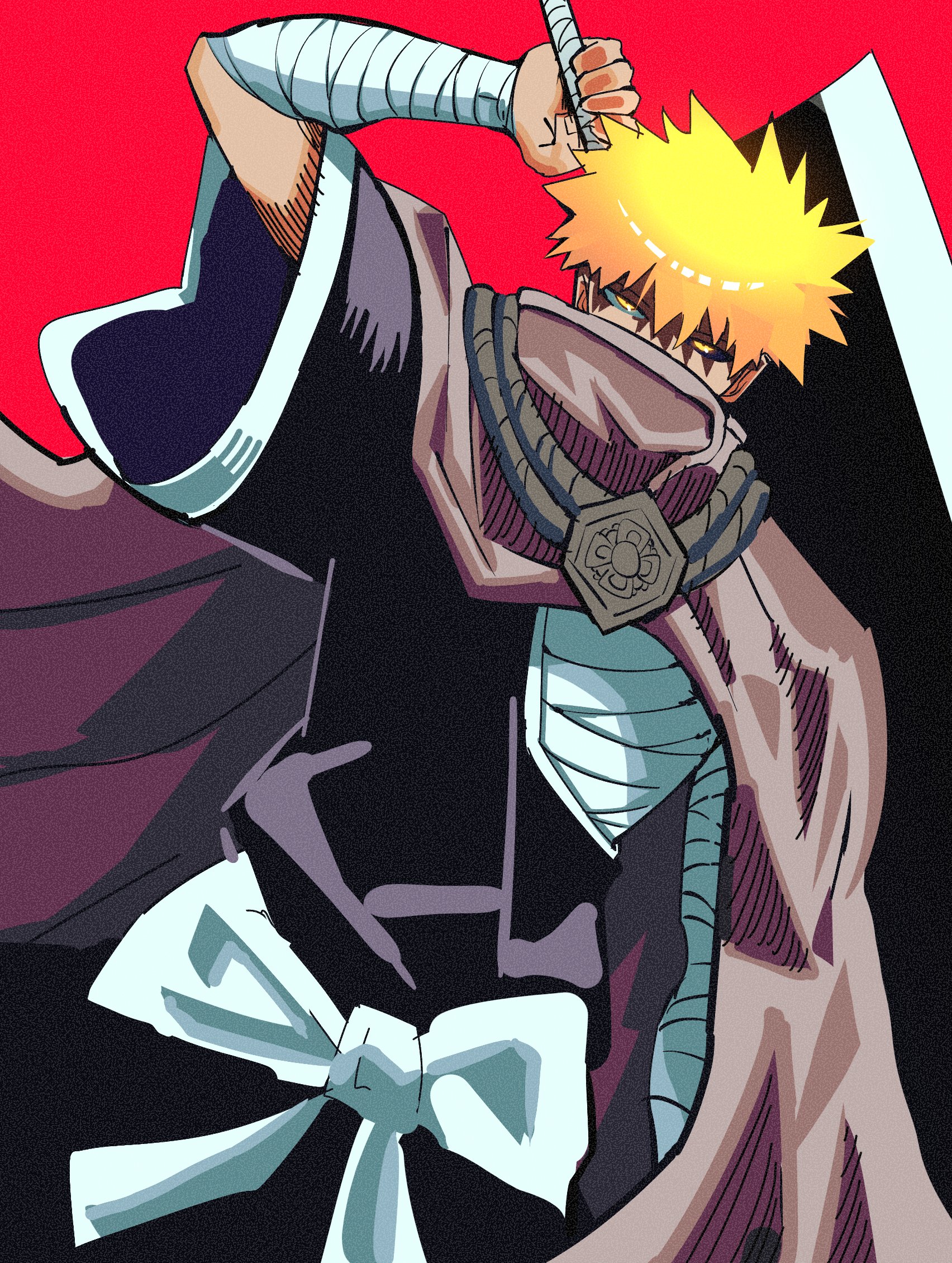 The Big ImageBoard (TBIB) - 1boy bandaged arm bandages black hakama ...