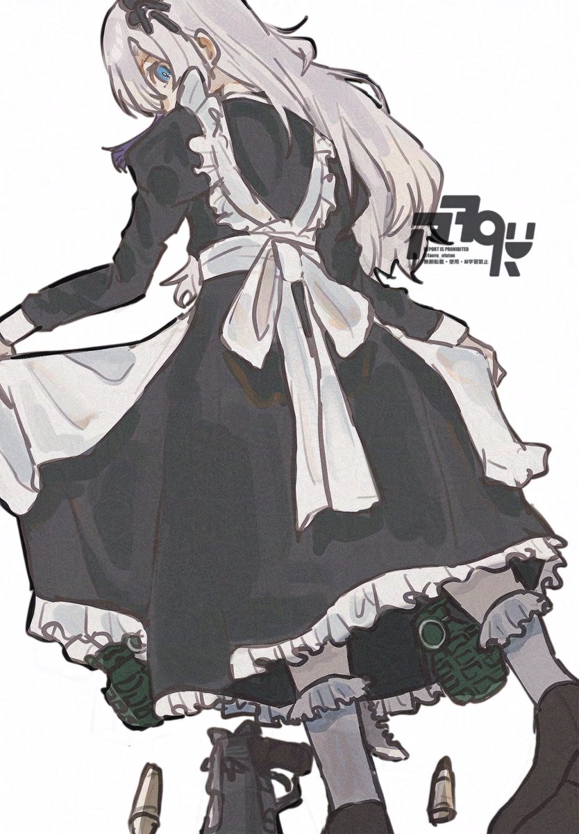 The Big ImageBoard (TBIB) - 1girl apron black dress blue eyes bullet commentary request dress ...