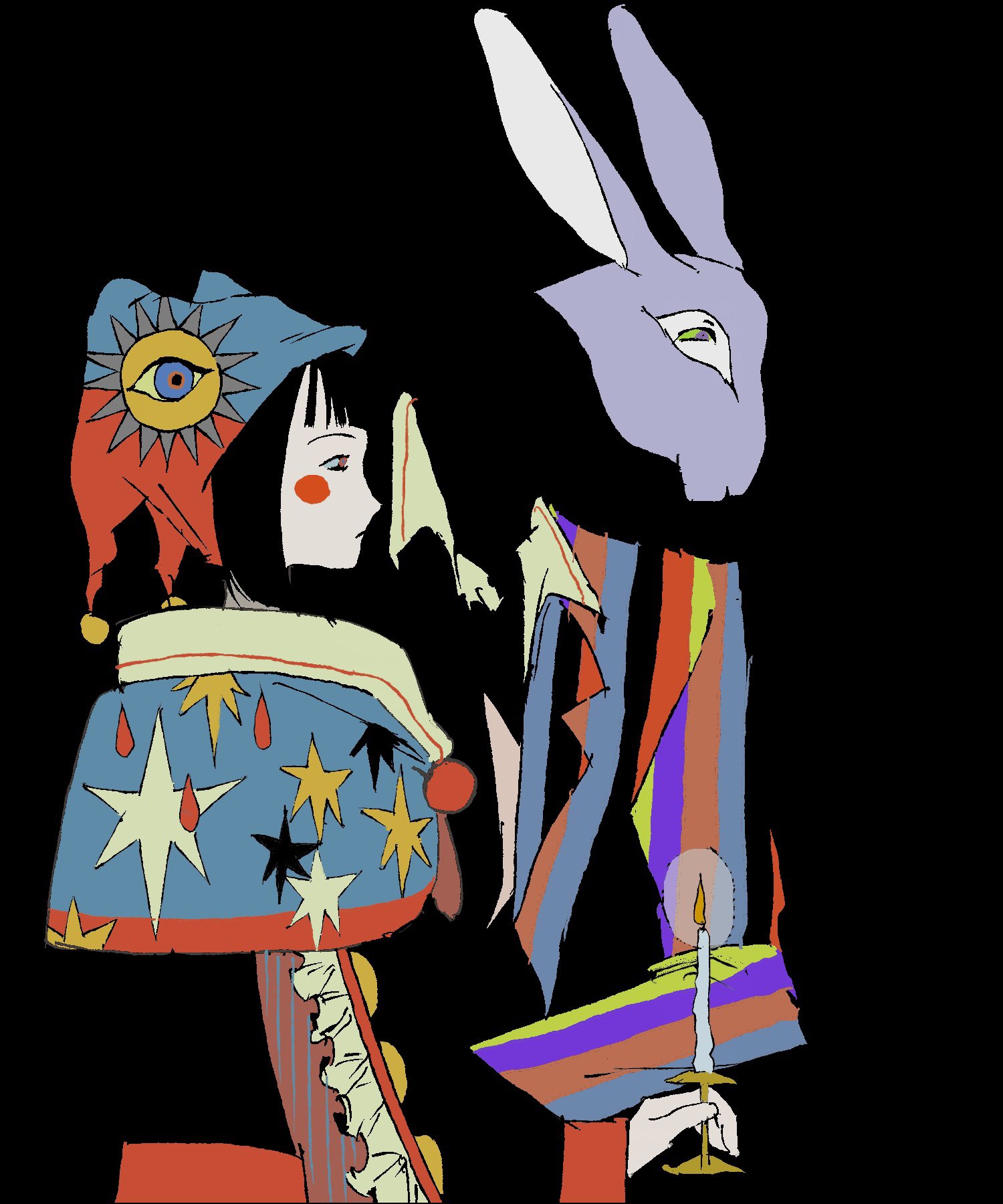 The Big ImageBoard (TBIB) - 1girl black background black eyes black hair blunt bangs candle ...