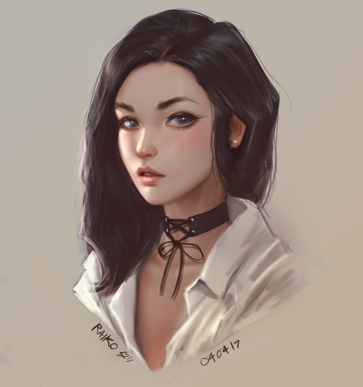 The Big ImageBoard (TBIB) - 1girl bad id bad tumblr id black eyes black hair choker dated ...