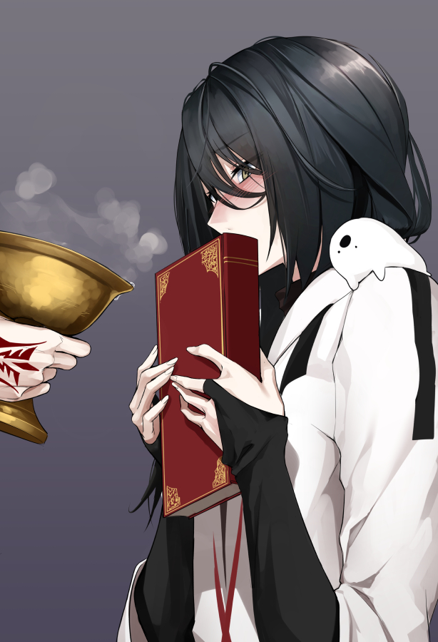 The Big ImageBoard (TBIB) - black hair blush book brown eyes command ...