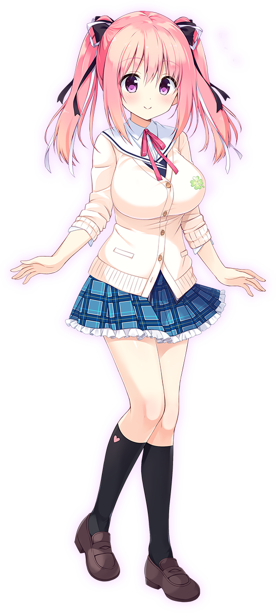 The Big ImageBoard (TBIB) - 1girl bangs black legwear blue skirt blush breasts buttons clover ...