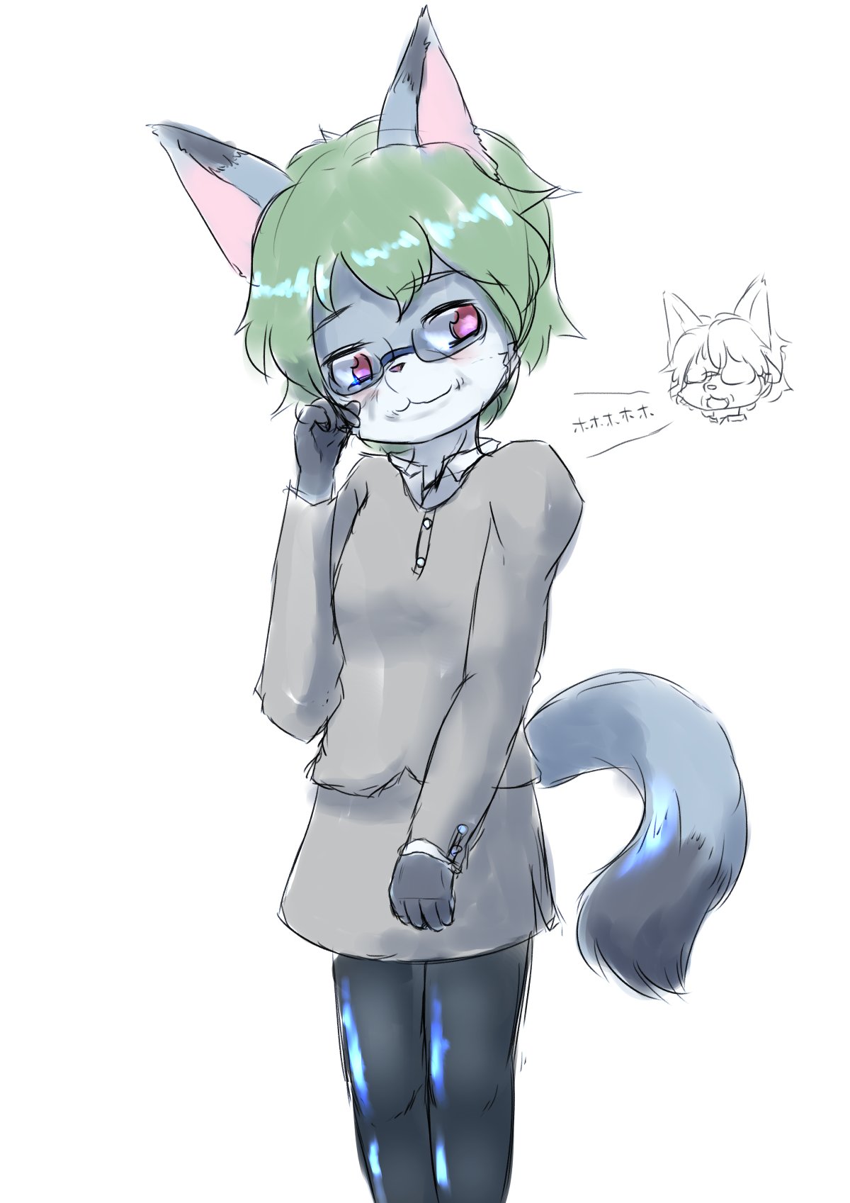 The Big Imageboard Tbib Artist Request Cat Furry Glasses Green Hair