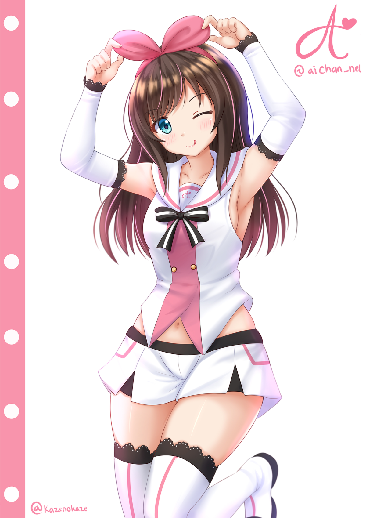 The Big ImageBoard (TBIB) - 1girl :p arm warmers armpits arms up bare shoulders blue eyes blush ...