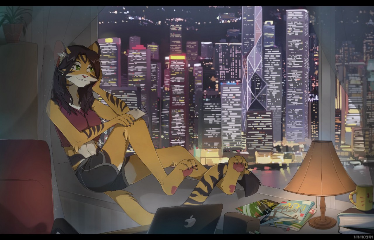 The Big ImageBoard (TBIB) - 5 fingers anthro barefoot biped black bars black hair clothed ...