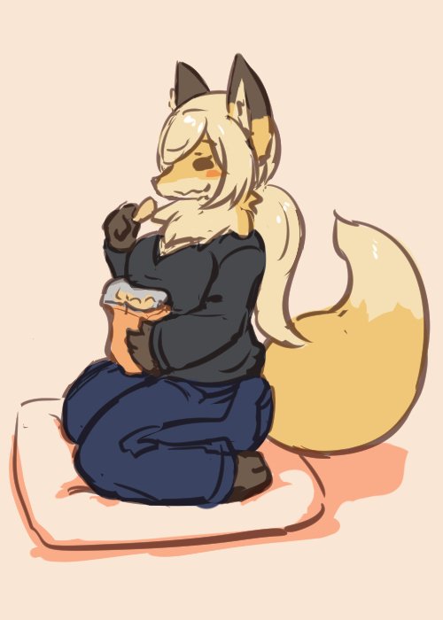 The Big Imageboard Tbib Blonde Hair Chips Eyes Closed Fox Furry