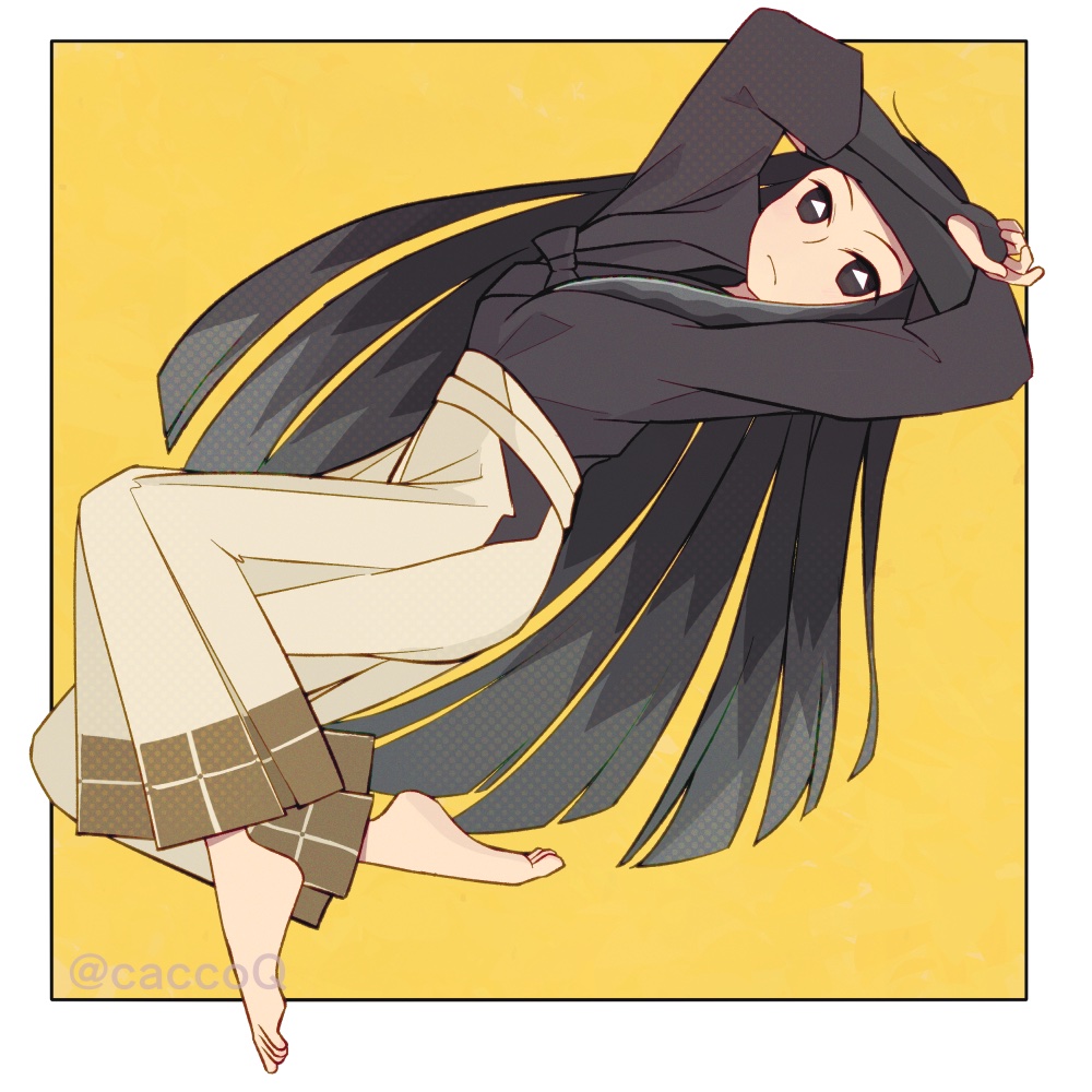 The Big Imageboard Tbib 1girl Arms Up Artist Name Barefoot Black Eyes Black Gloves Black