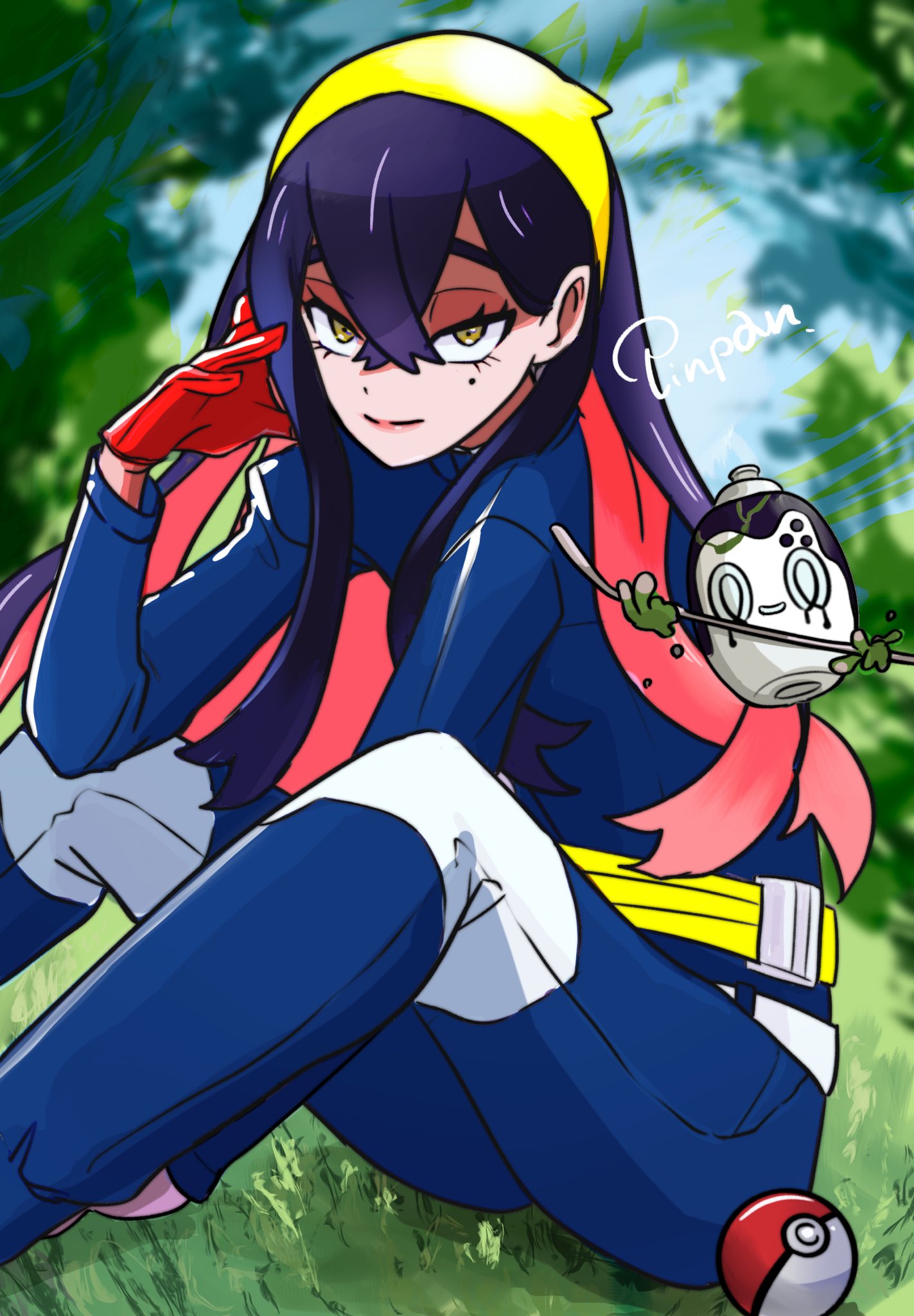 The Big ImageBoard (TBIB) - 1girl artist name black hair blue jacket blue pants blueberry ...