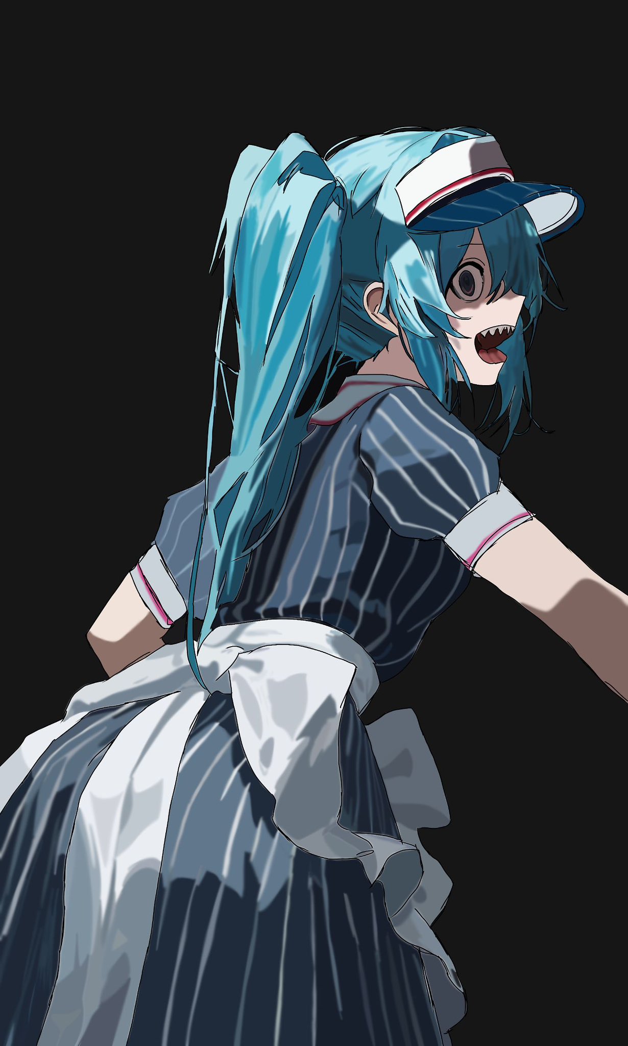 The Big ImageBoard (TBIB) - 1girl 218 (niiya) apron black background ...