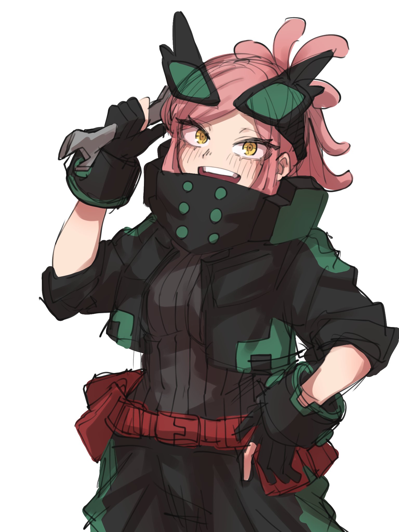 The Big ImageBoard (TBIB) - 1girl :d black gloves black jacket blush ...