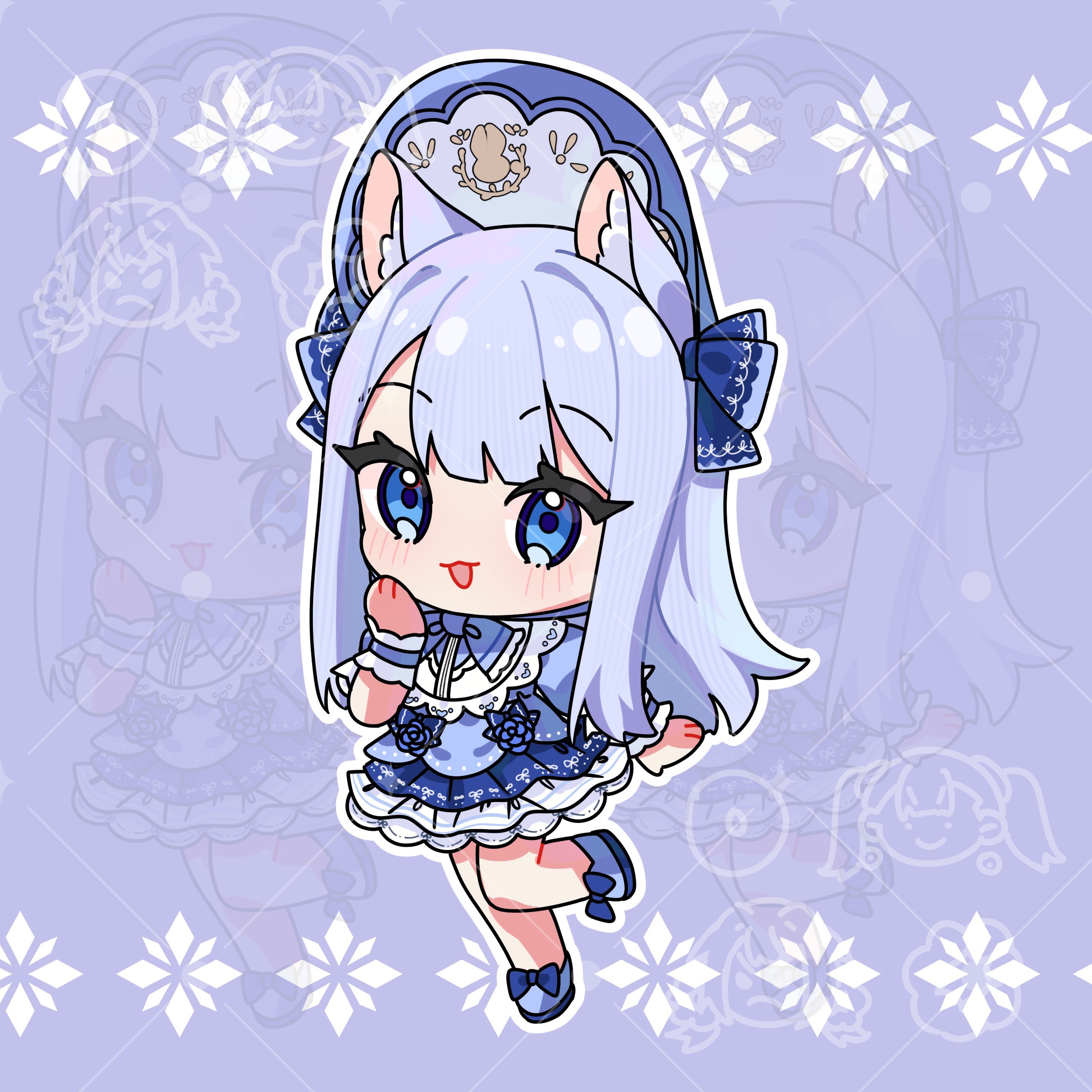 The Big ImageBoard (TBIB) - 1girl :d animal ears black footwear blue bow blue bowtie blue dress ...