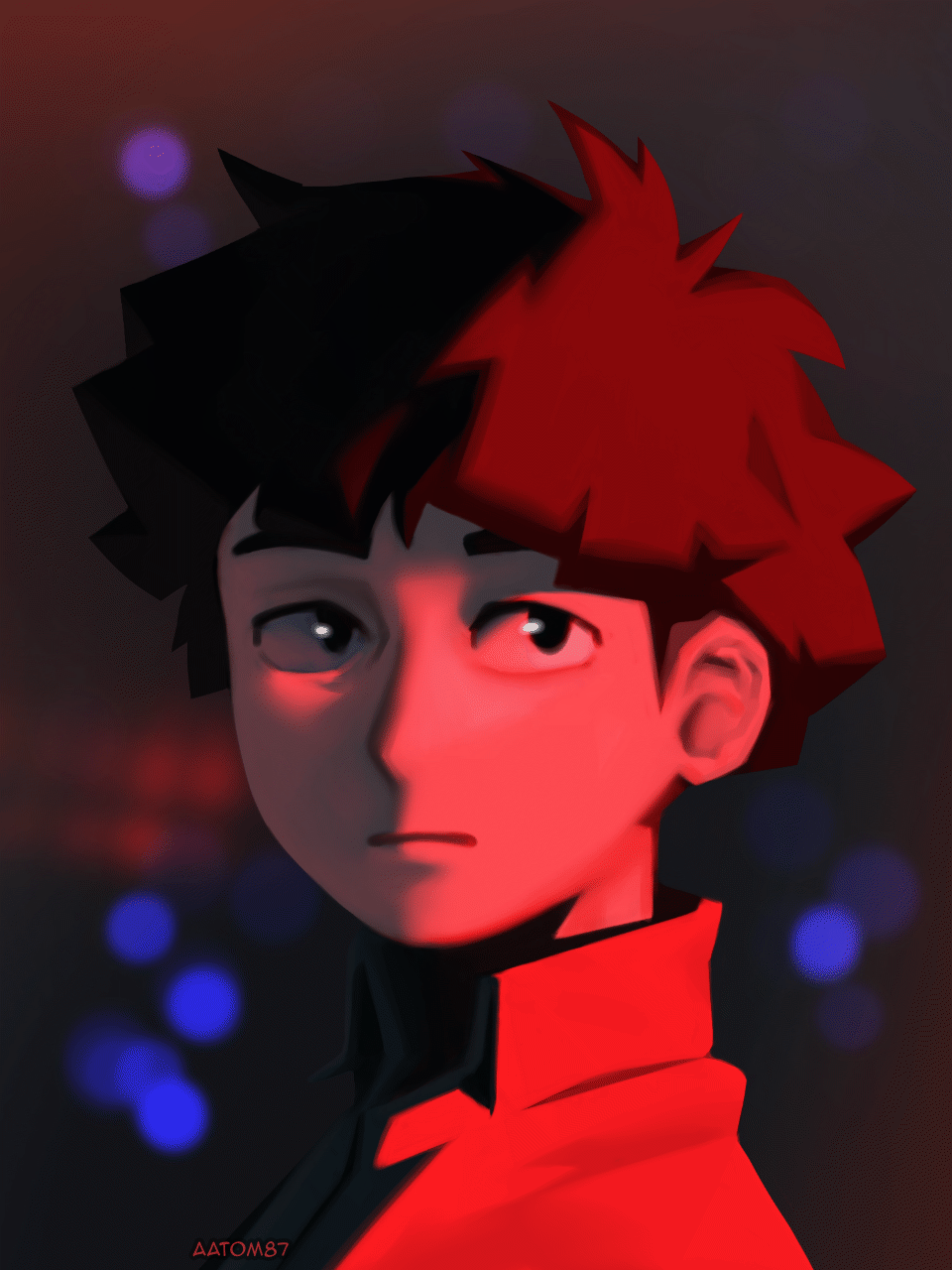 The Big ImageBoard (TBIB) - 1boy aatom87 artist name black eyes black hair blurry bokeh ...