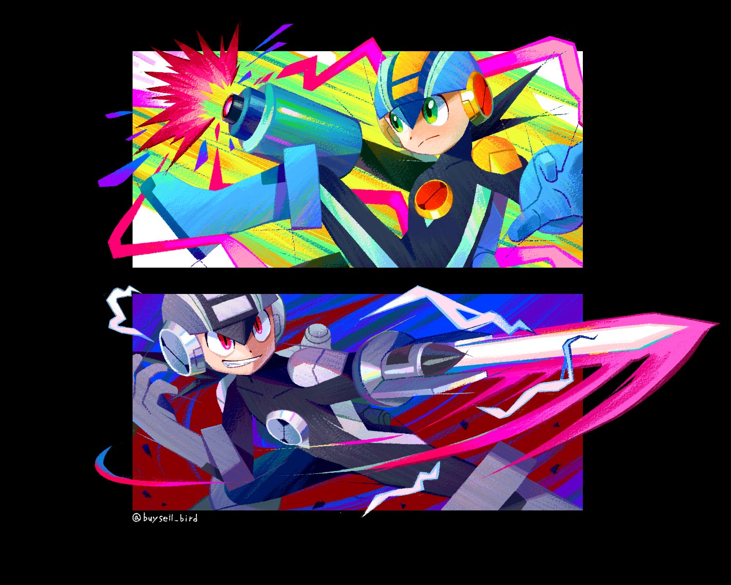 The Big ImageBoard (TBIB) - 2boys arm blade arm cannon black border ...