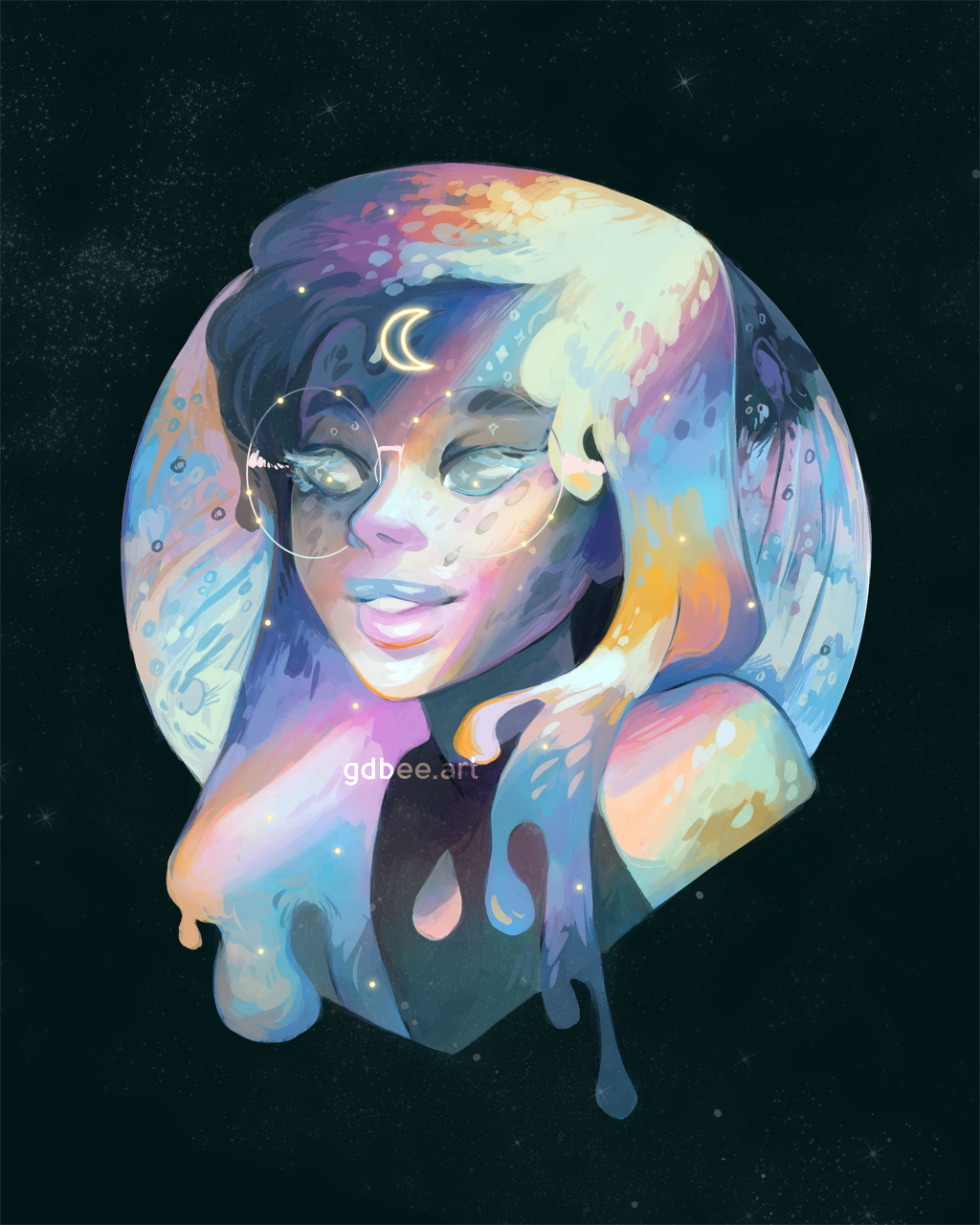 The Big ImageBoard (TBIB) - 1girl astronomical symbol astronomy black background black shirt ...