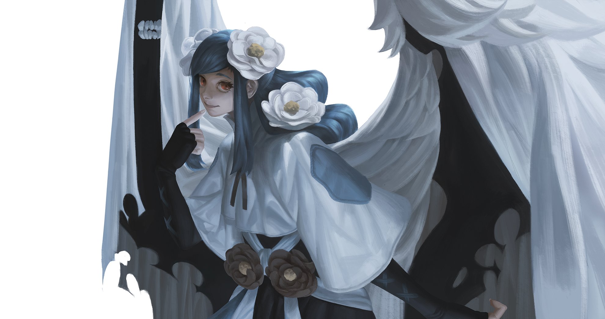 The Big ImageBoard (TBIB) - 1girl angel wings blue hair brown eyes ...