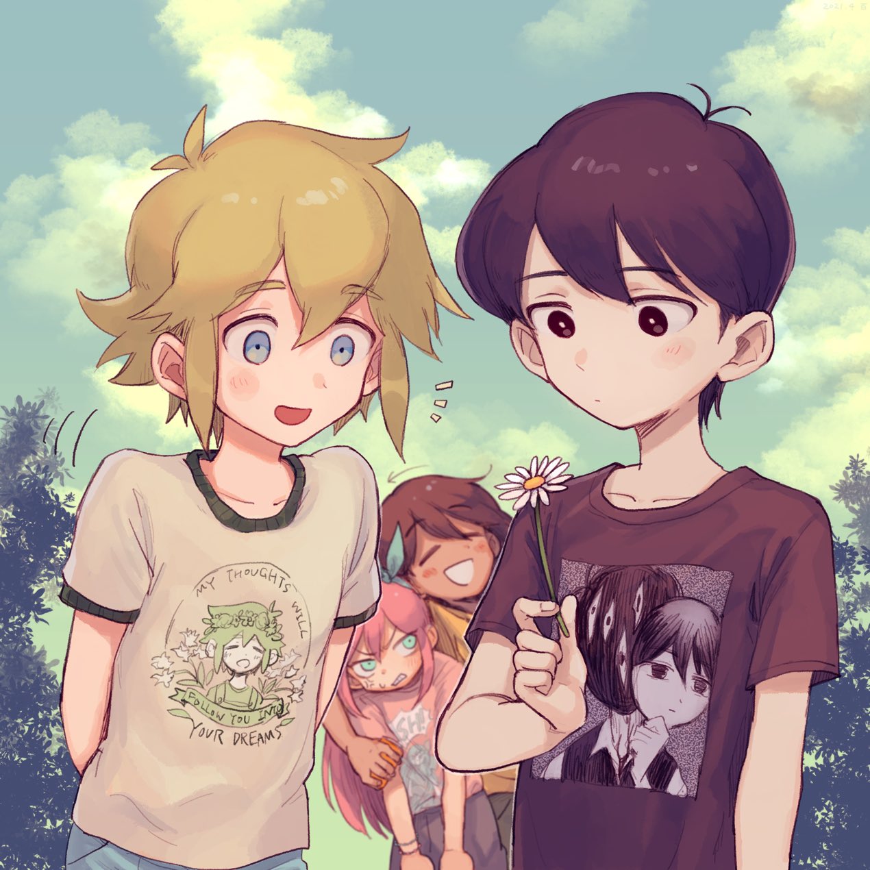 The Big ImageBoard (TBIB) - 1girl 3boys arm around shoulder aubrey (faraway) (omori) aubrey ...