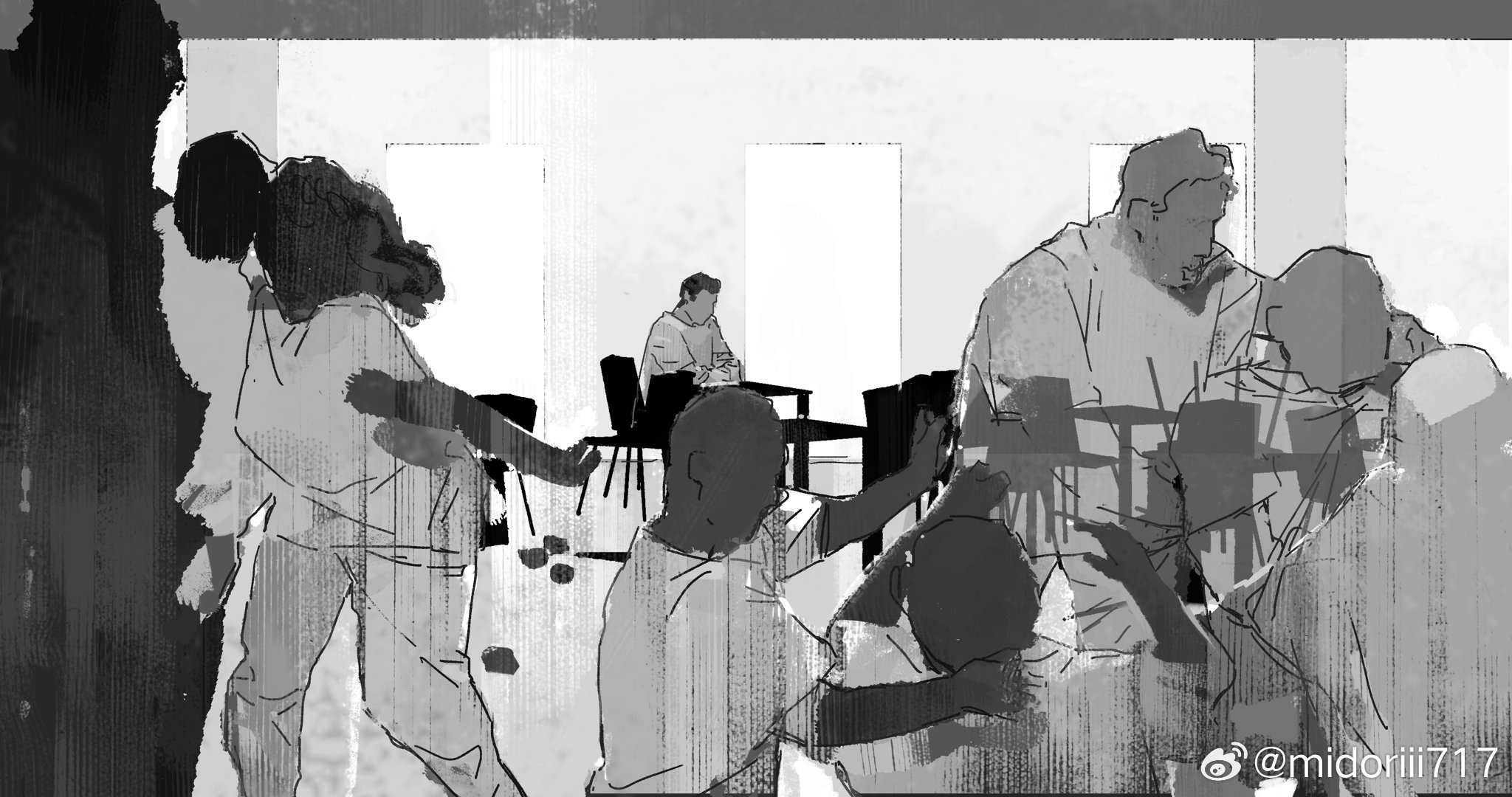 The Big ImageBoard (TBIB) - 1girl 4boys arms on table baggy pants ...