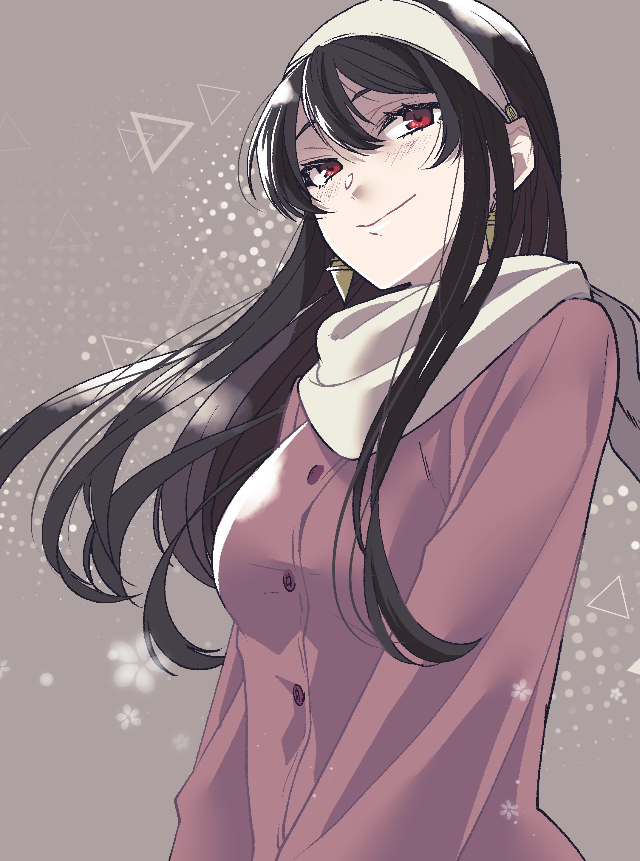 The Big ImageBoard (TBIB) - 1girl absurdres black hair breasts coat earrings gold earrings ...