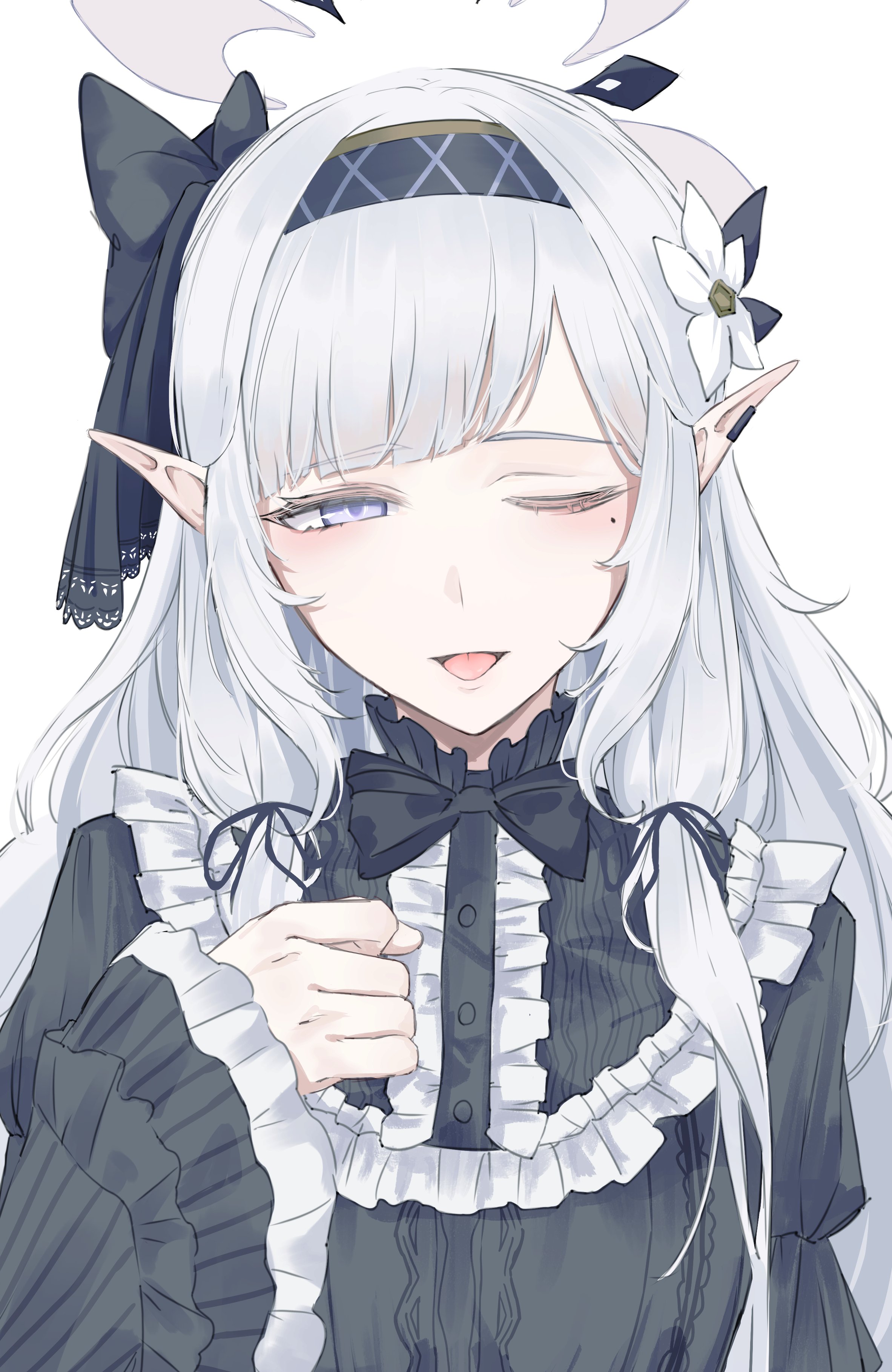 The Big ImageBoard (TBIB) - 1girl absurdres black dress black hairband blue archive dress flower ...