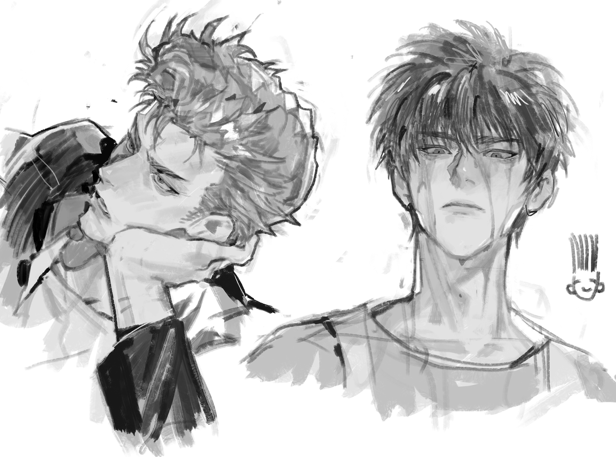 The Big ImageBoard (TBIB) - 2boys arm up blood blood on face closed ...