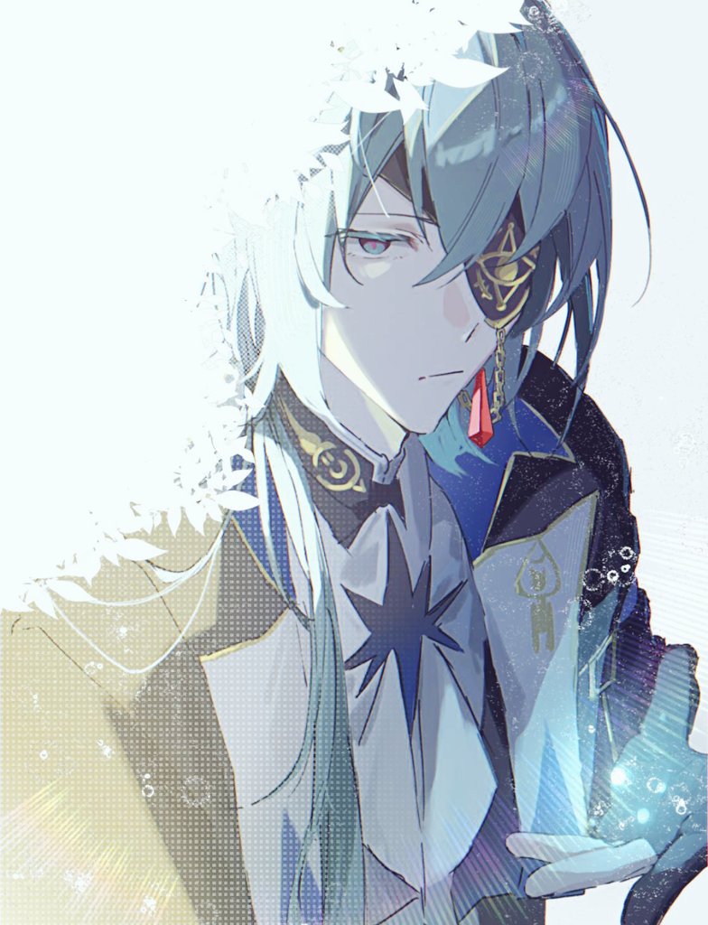 The Big ImageBoard (TBIB) - 1boy anaxa (honkai: star rail) blue background closed mouth collared ...