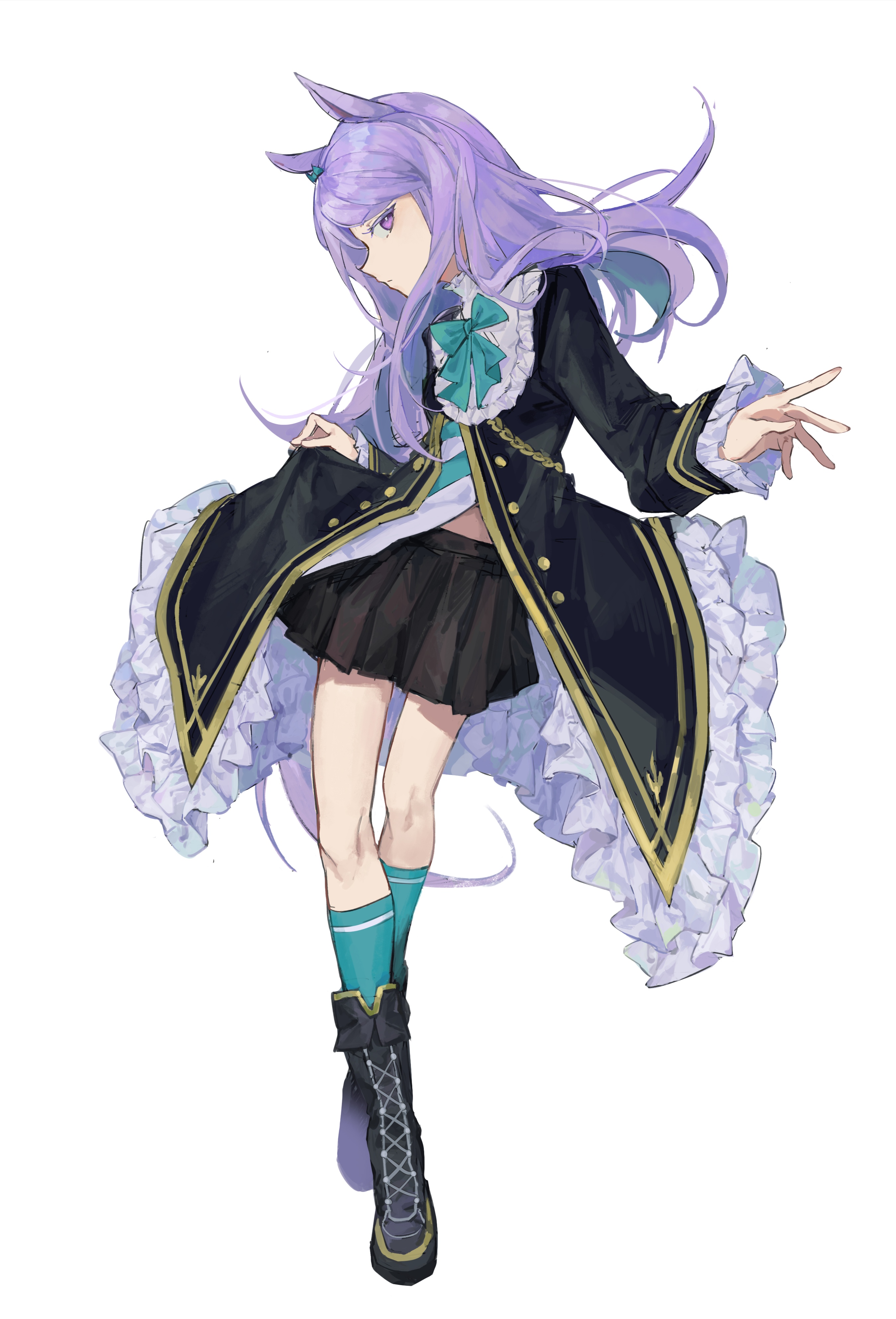 The Big ImageBoard (TBIB) - 1girl absurdres animal ears black coat black footwear black skirt ...