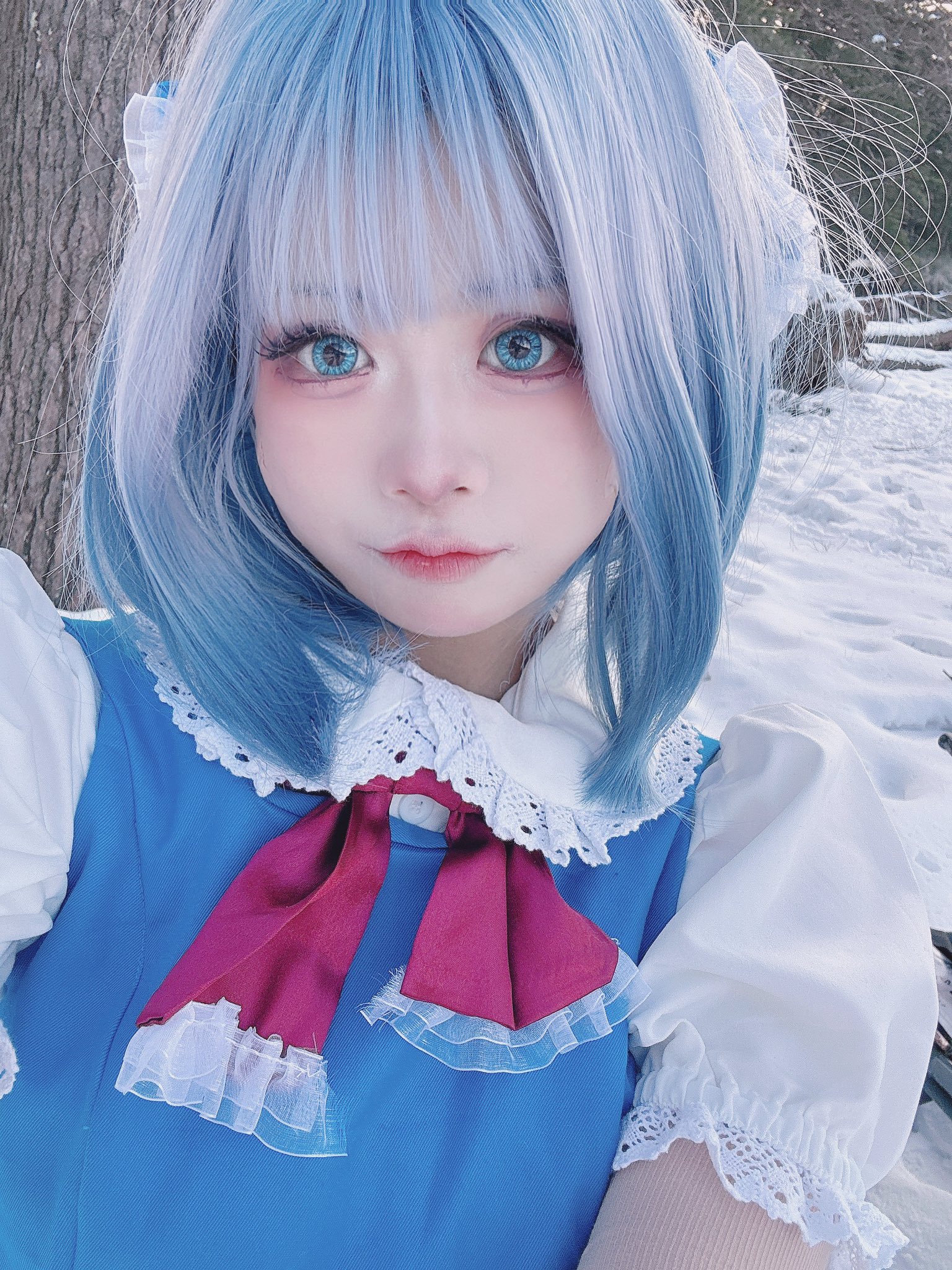 The Big ImageBoard (TBIB) - 1girl blue bow blue dress blue eyes blue hair bow cirno closed mouth ...