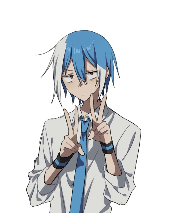 The Big ImageBoard (TBIB) - 1boy blue hair blue necktie closed mouth ...
