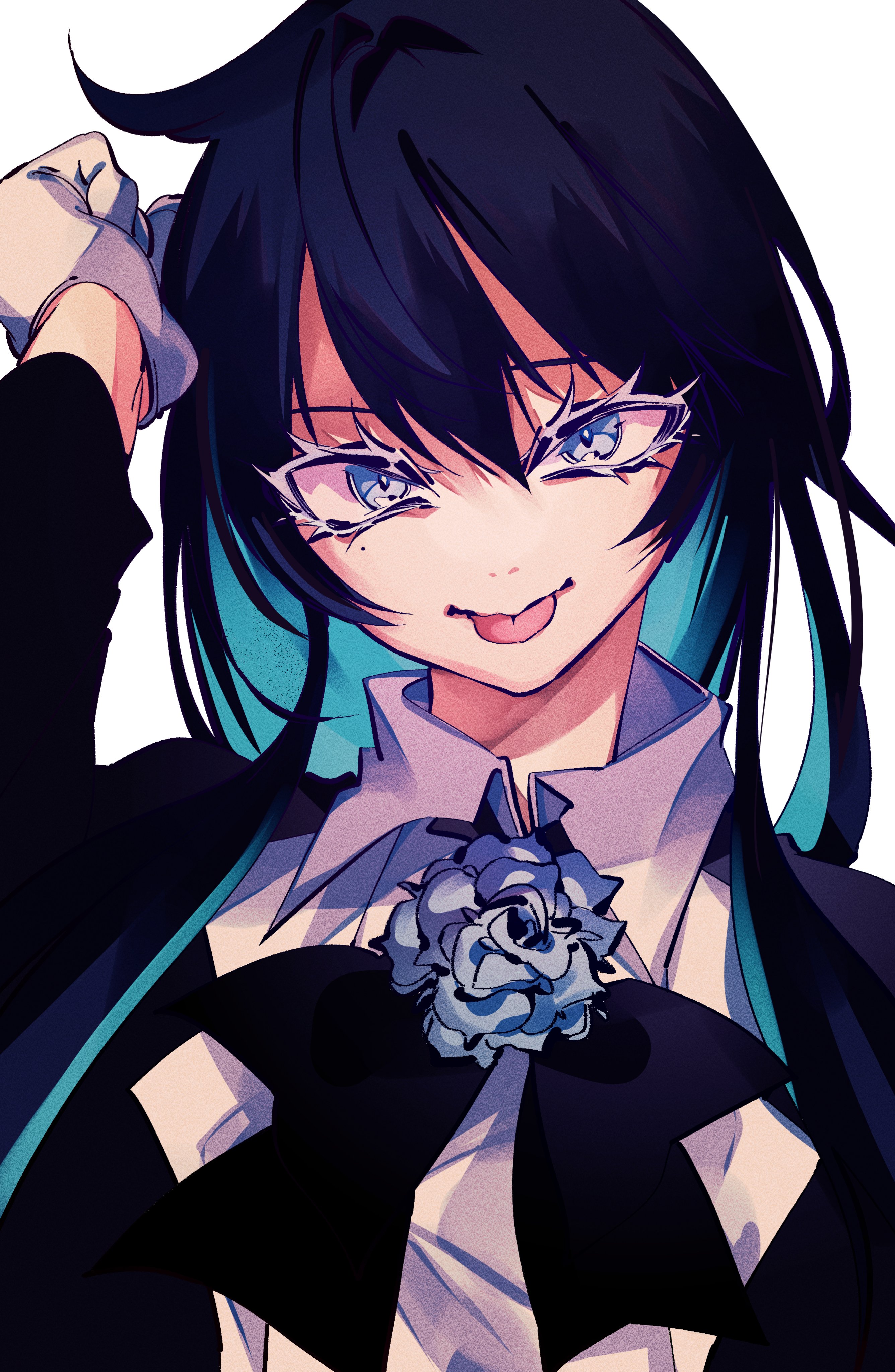 The Big ImageBoard (TBIB) - 1girl absurdres ado (utaite) blue flower blue hair blue rose bow ...