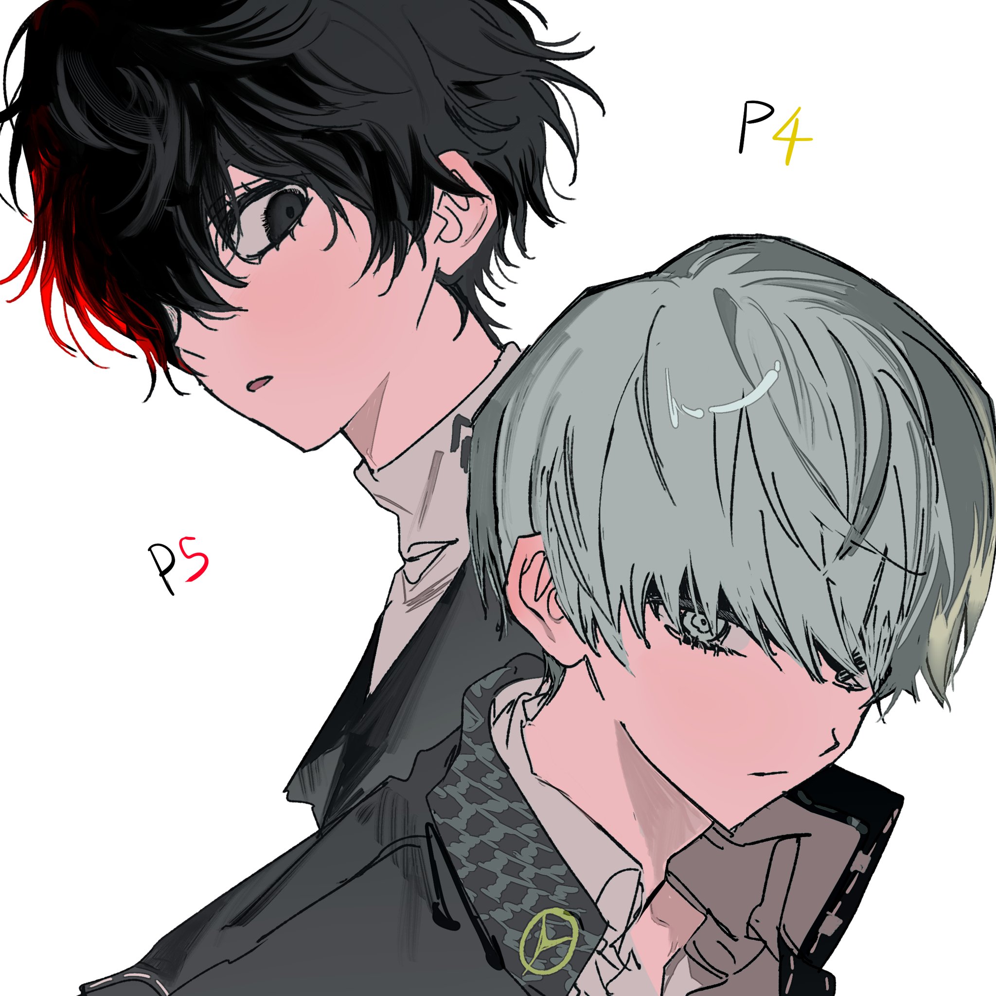 The Big ImageBoard (TBIB) - 2boys amamiya ren aqua eyes aqua hair black eyes black hair closed ...