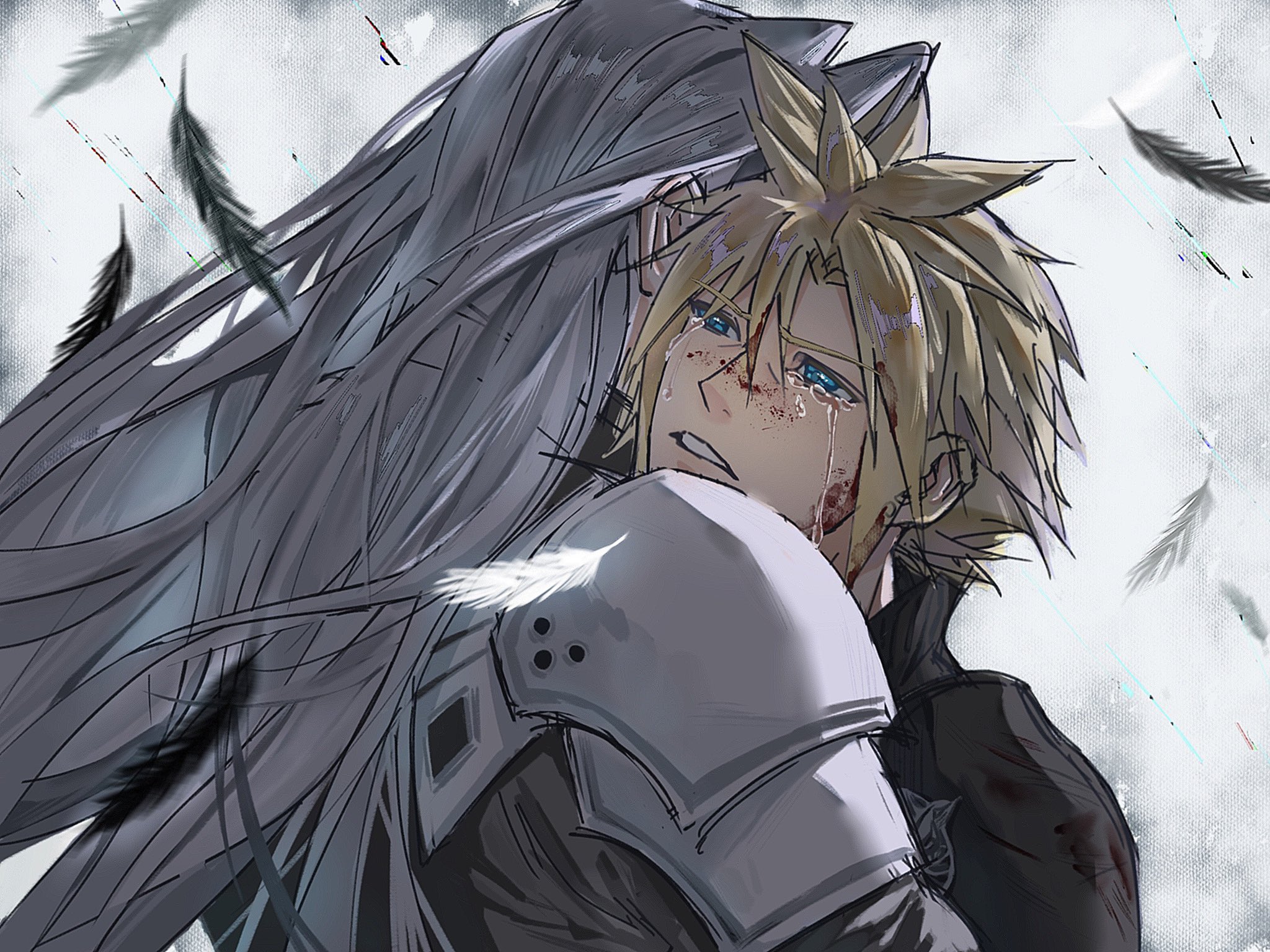 The Big ImageBoard (TBIB) - 2boys armor black feathers blood blood on ...