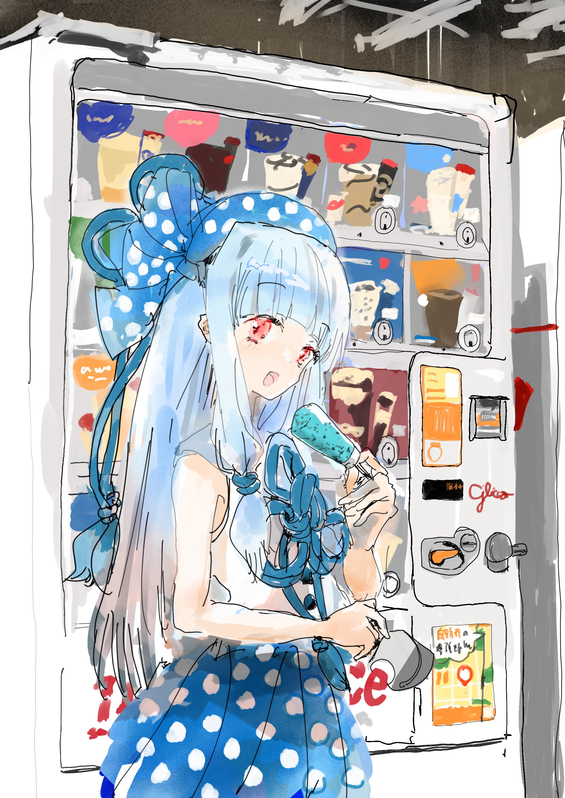 The Big ImageBoard (TBIB) - 1girl absurdres blue hair blue ribbon blue skirt blunt bangs ...