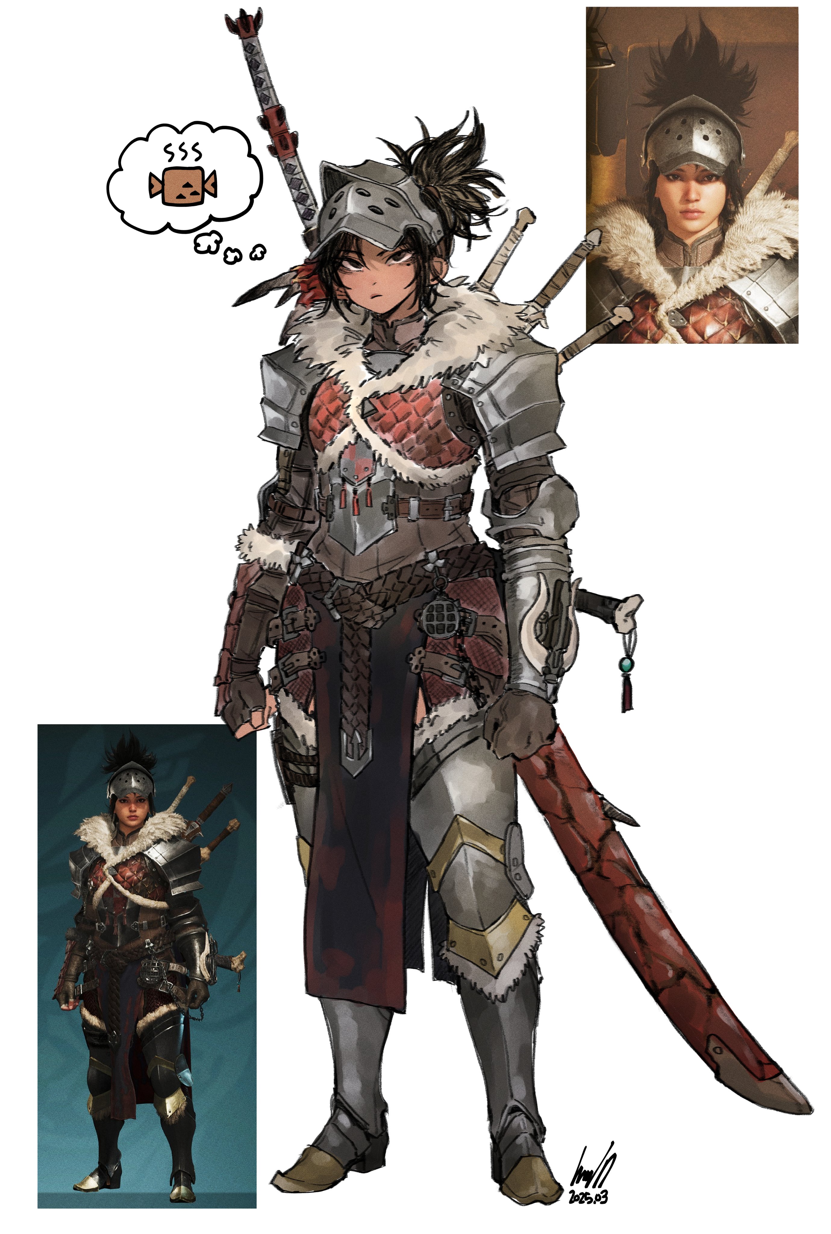 The Big ImageBoard (TBIB) - 1girl absurdres annoyed armor belt black eyes boots brown hair ...