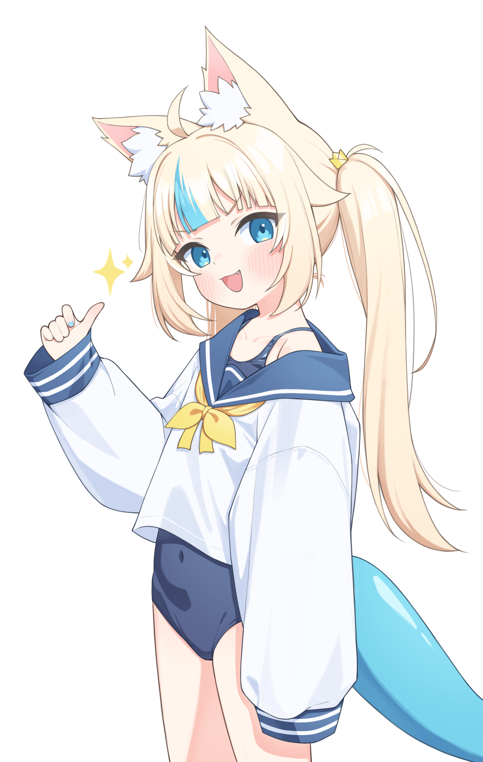 The Big ImageBoard (TBIB) - 1girl :d absurdres ahoge animal ear fluff animal ears blonde hair ...