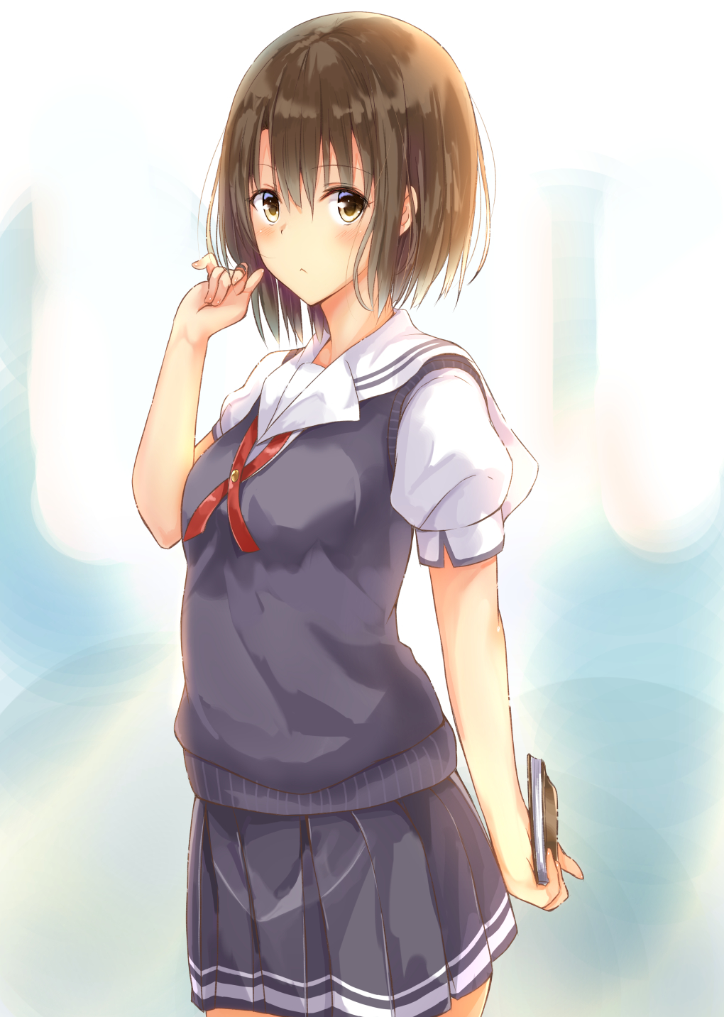 The Big ImageBoard (TBIB) - 1girl bad id bad pixiv id blush book breasts brown eyes brown hair ...