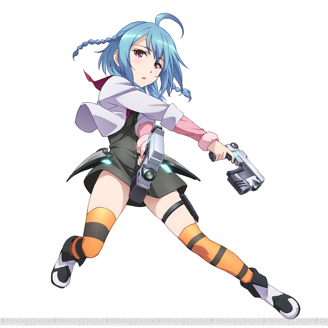 The Big ImageBoard (TBIB) - 1girl :o ahoge aqua hair bangs black skirt blush braid child dual ...