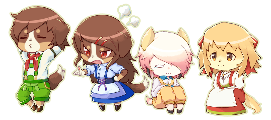 The Big ImageBoard (TBIB) - 2boys 2girls artist request brown hair dog ...