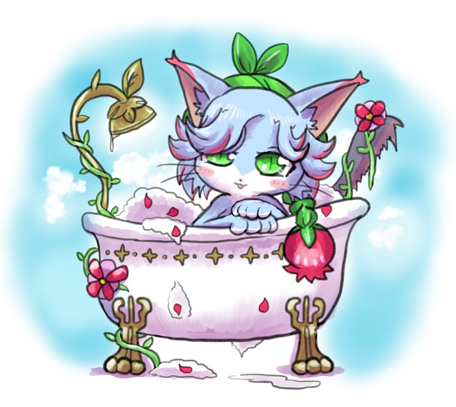 The Big Imageboard Tbib Artist Request Bathtub Blue Hair Cat Cat