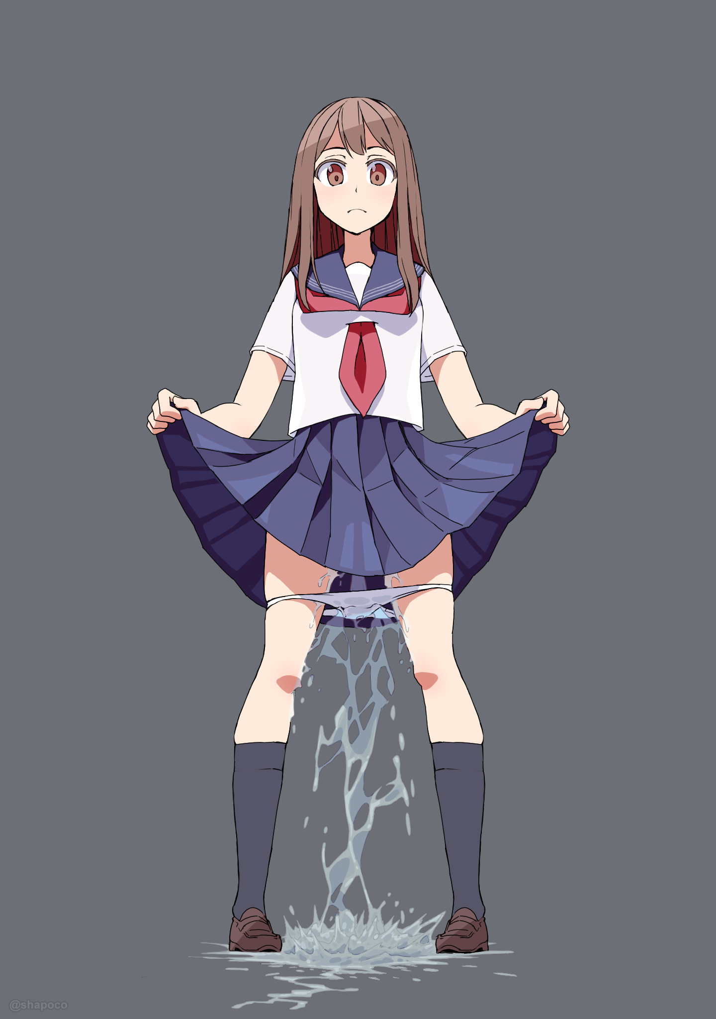 The Big Imageboard Tbib Artist Name Black Legwear Blue Skirt Brown