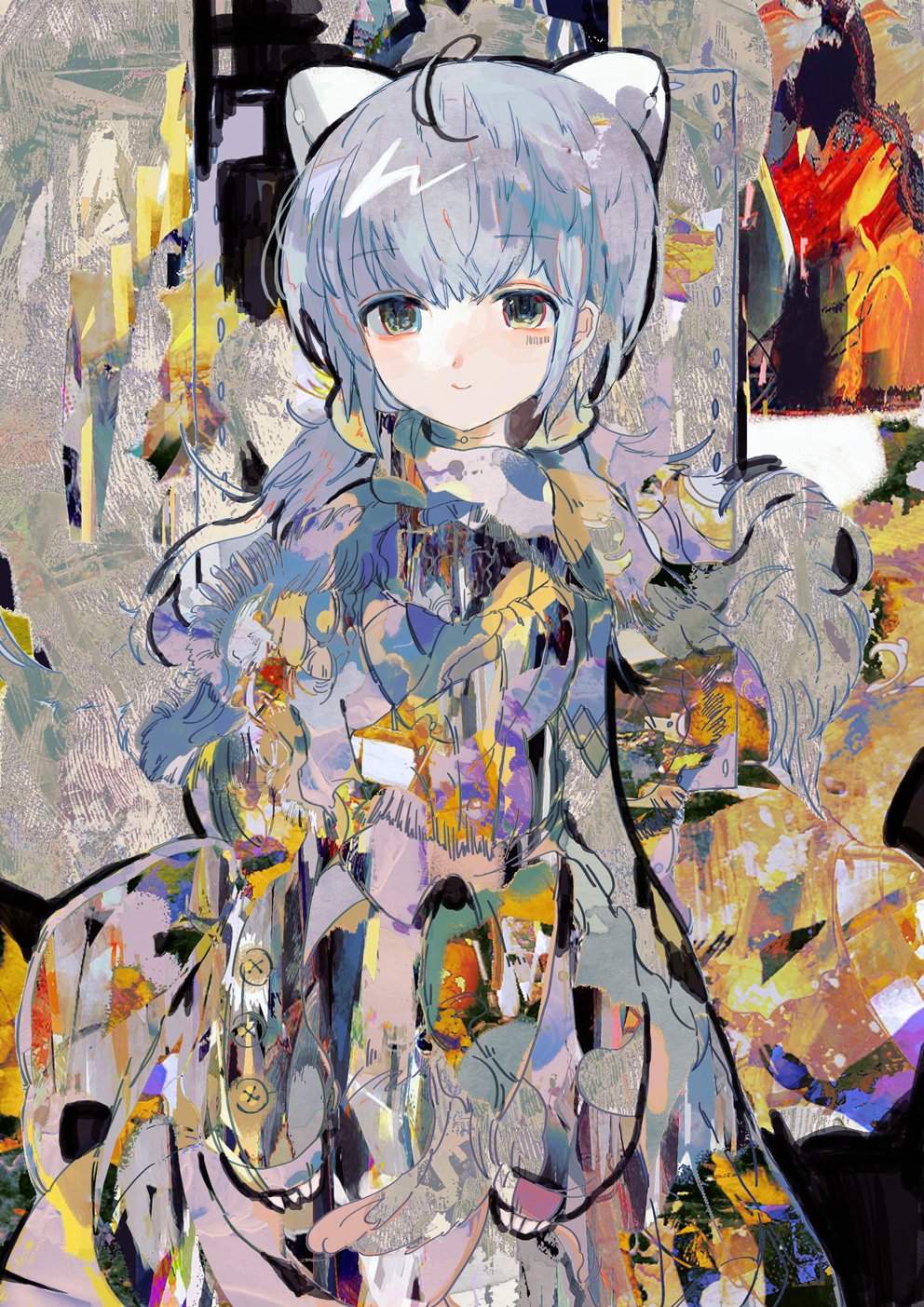 The Big ImageBoard (TBIB) - 1girl abstract ahoge arms at sides closed ...