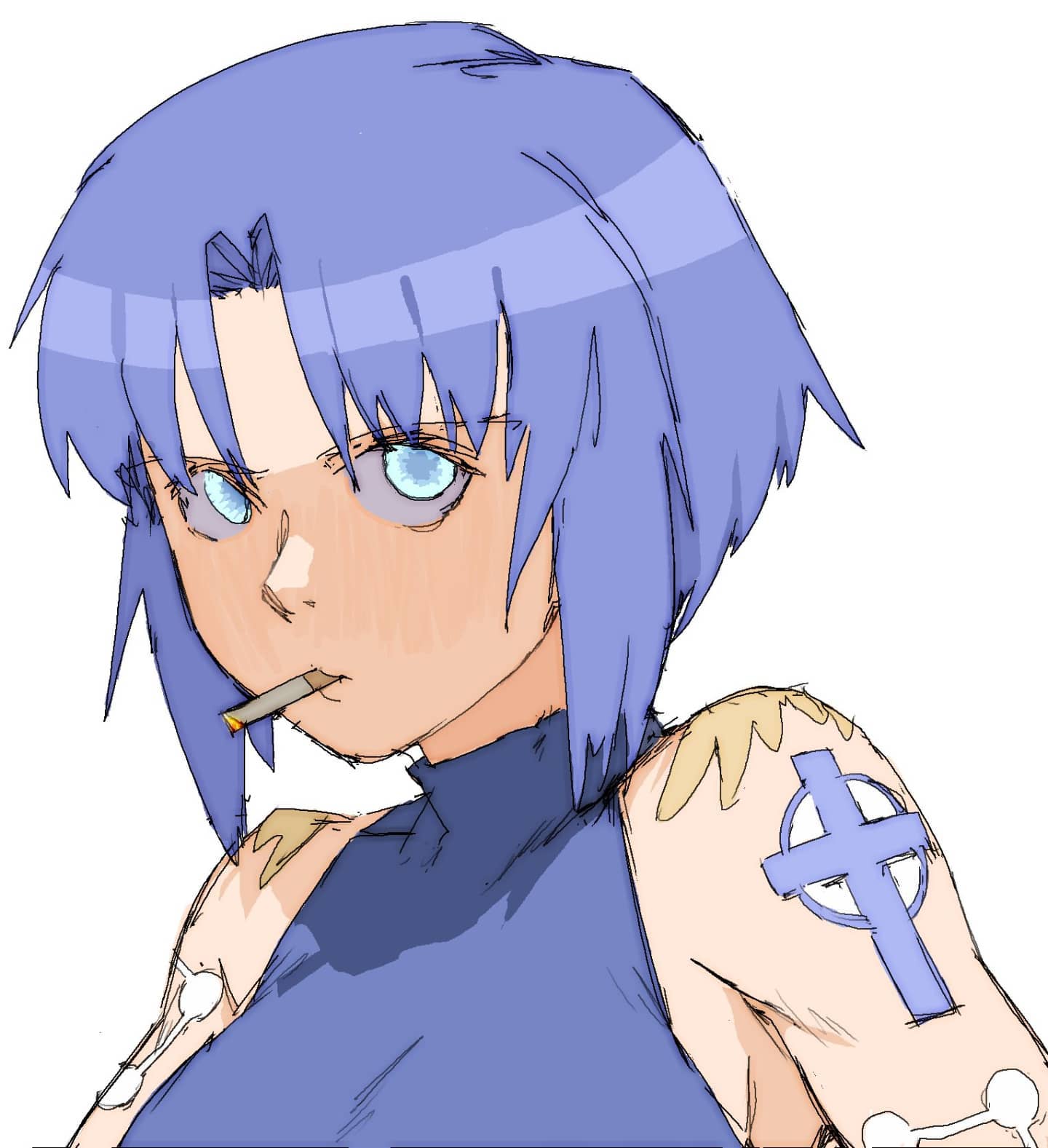 The Big Imageboard Tbib 1girl Blue Eyes Blue Hair Breasts Ciel