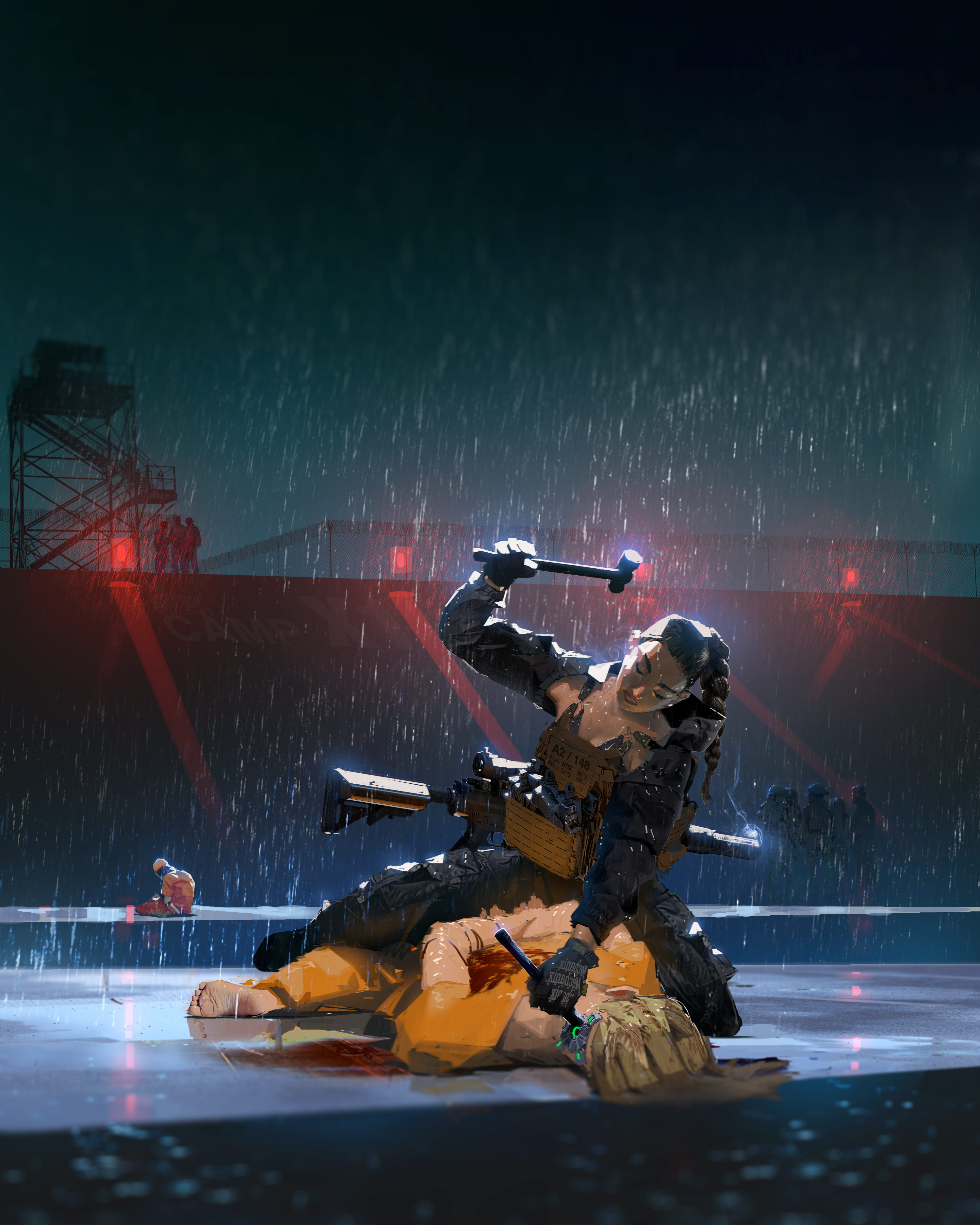 The Big ImageBoard (TBIB) - absurdres assault rifle blood blood on ...